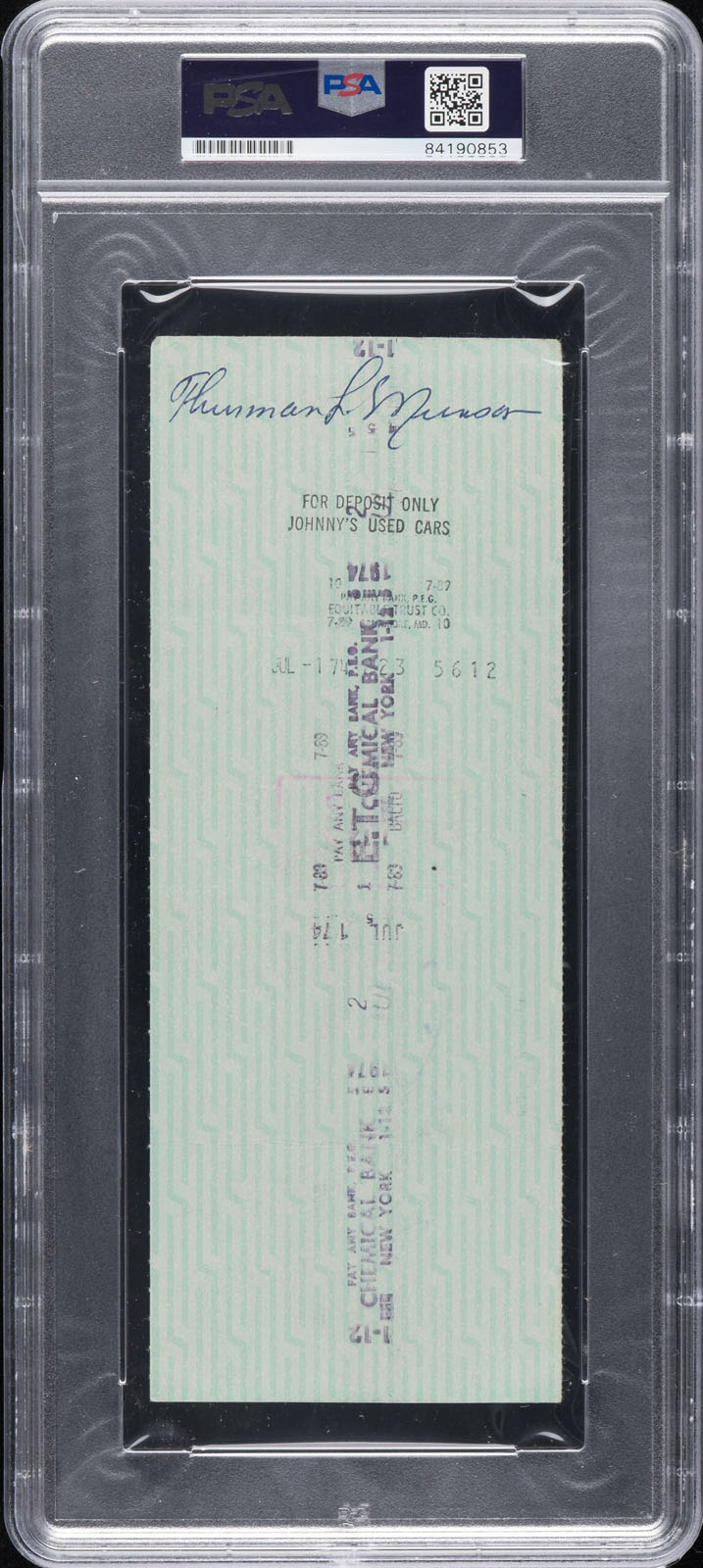 1974 Thurman Munson Signed New York Yankees Payroll Check - PSA/DNA ...