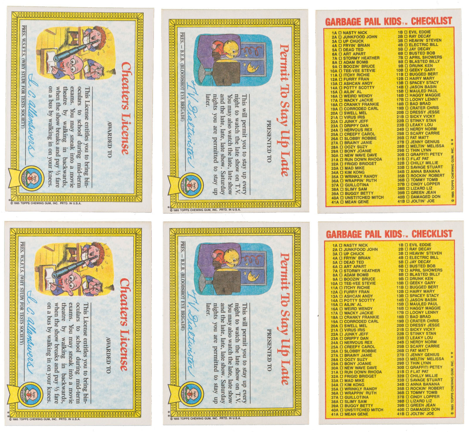 High-Grade 1985-1987 Topps Garbage Pail Kids Original Series 1-7 ...