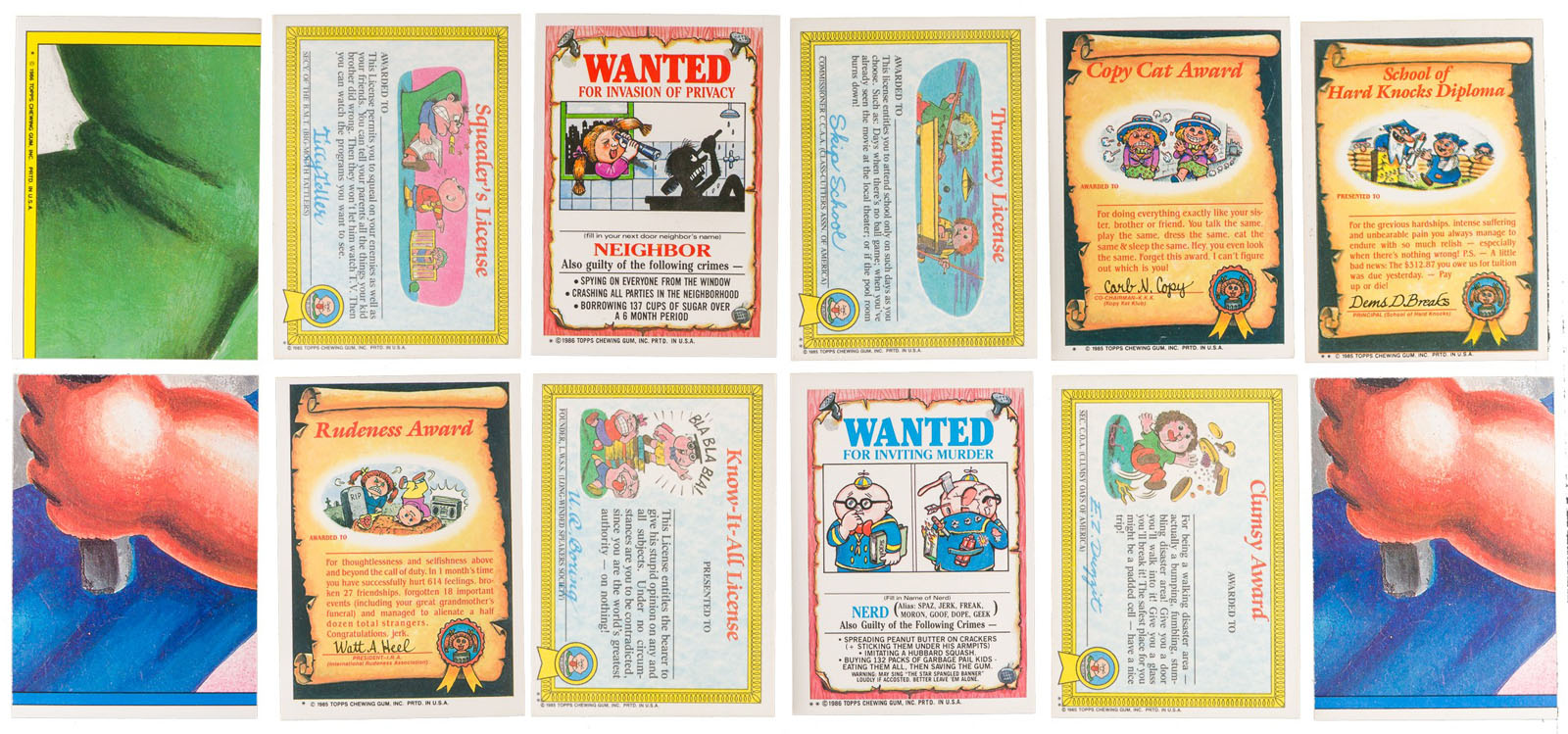 High-Grade 1985-1987 Topps Garbage Pail Kids Original Series 1-7 ...
