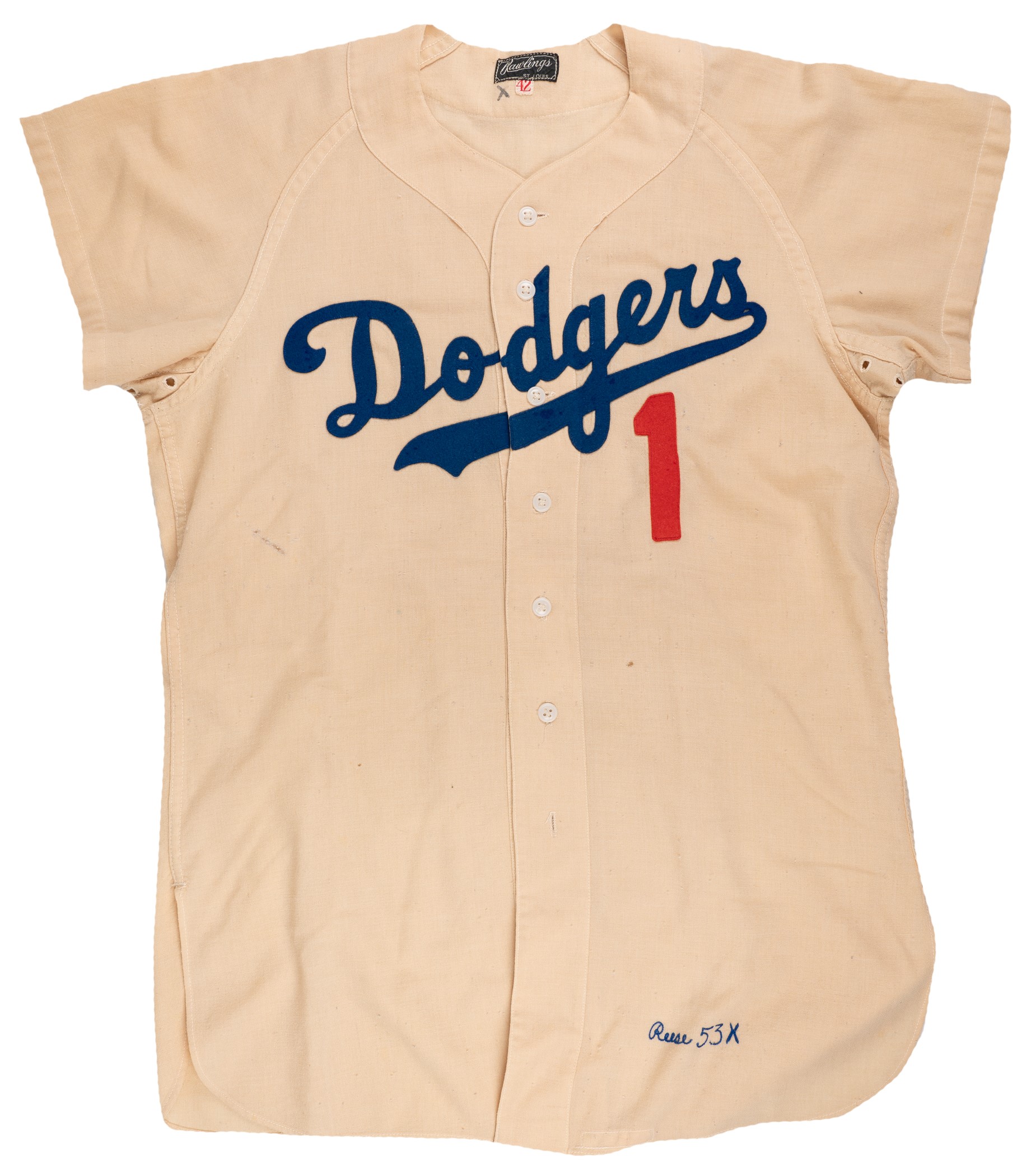 1953 Pee Wee Reese Brooklyn Dodgers Game-Worn Home Jersey - MEARS A7.5 ...