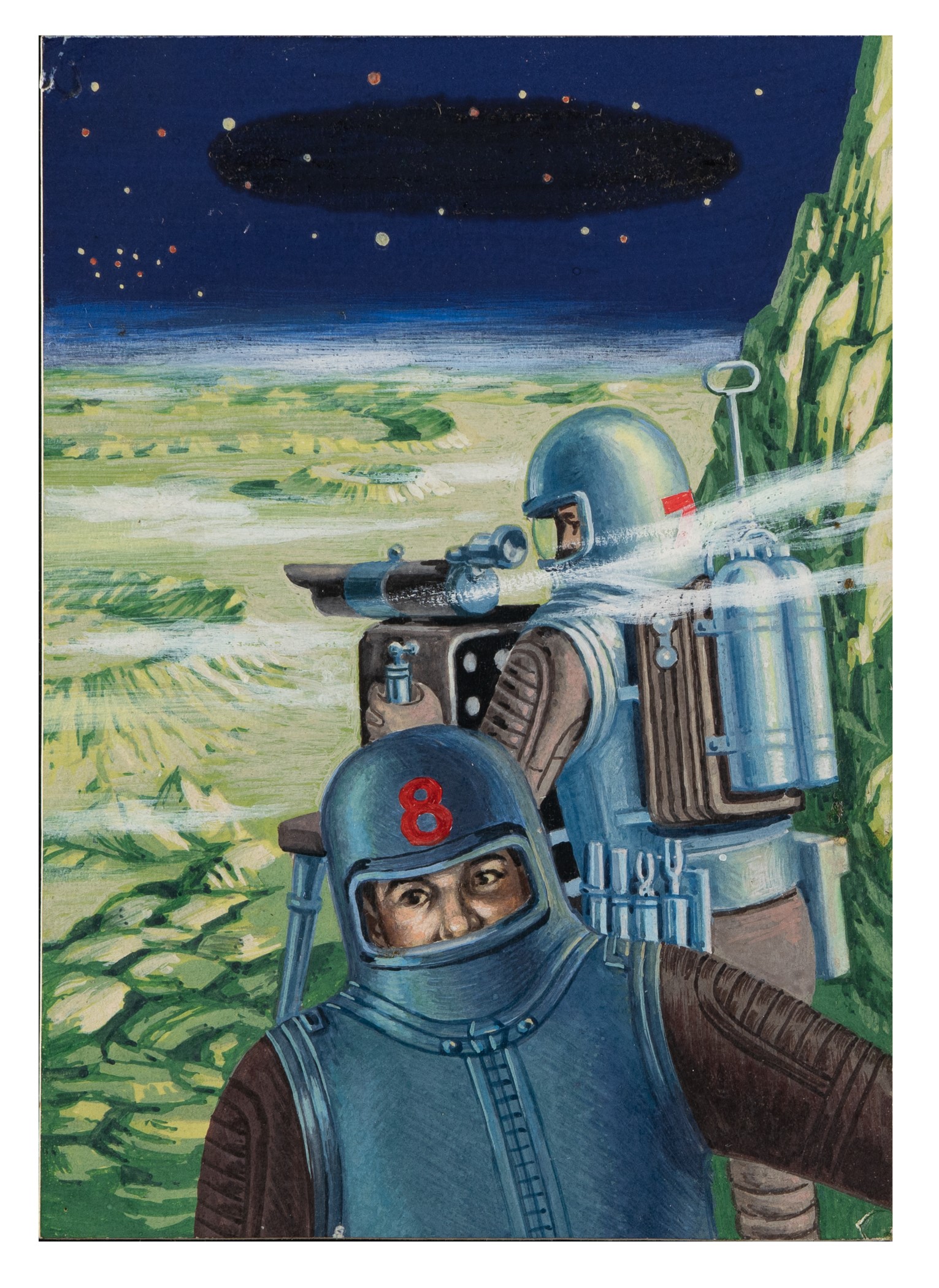 1957 Topps "Space Cards/Target: Moon" Original Card Artwork #47 "Lunar ...