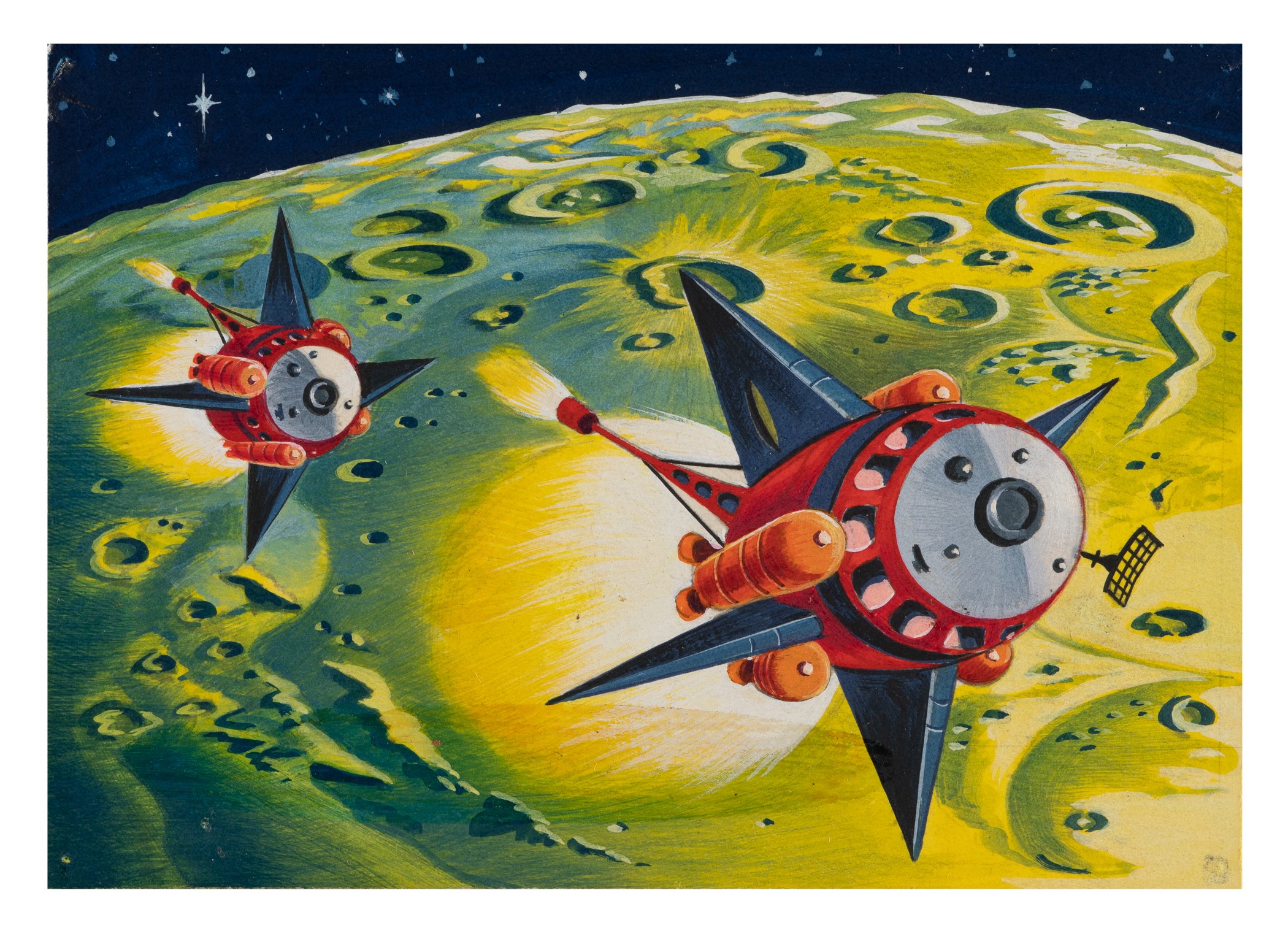 1957 Topps "Space Cards/Target: Moon" Original Card Artwork #69 ...