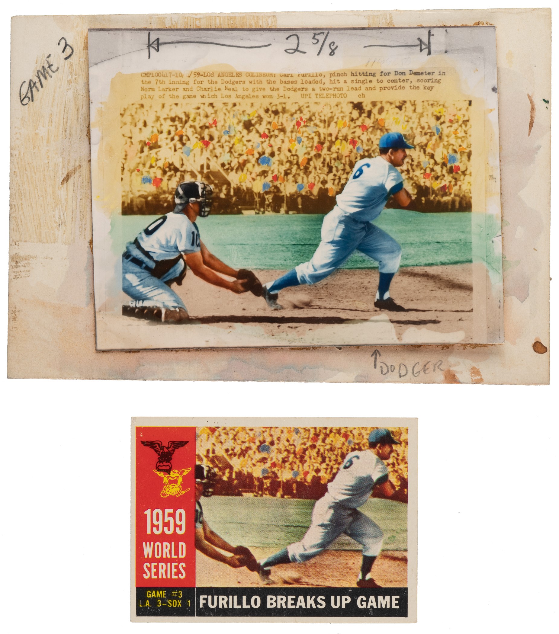1960 Topps #387 World Series Game 3 Furillo Breaks Up Game - Original ...