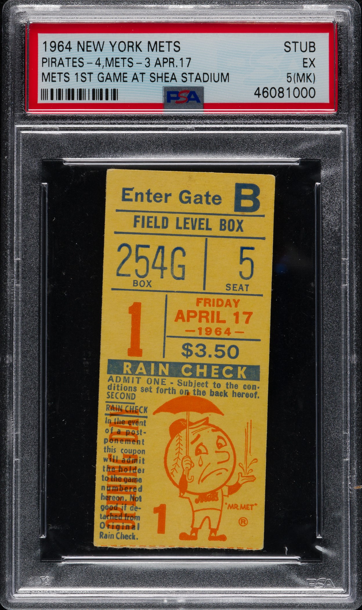 1964 New York Mets Opening Day Ticket Stub - First Game at Shea Stadium ...