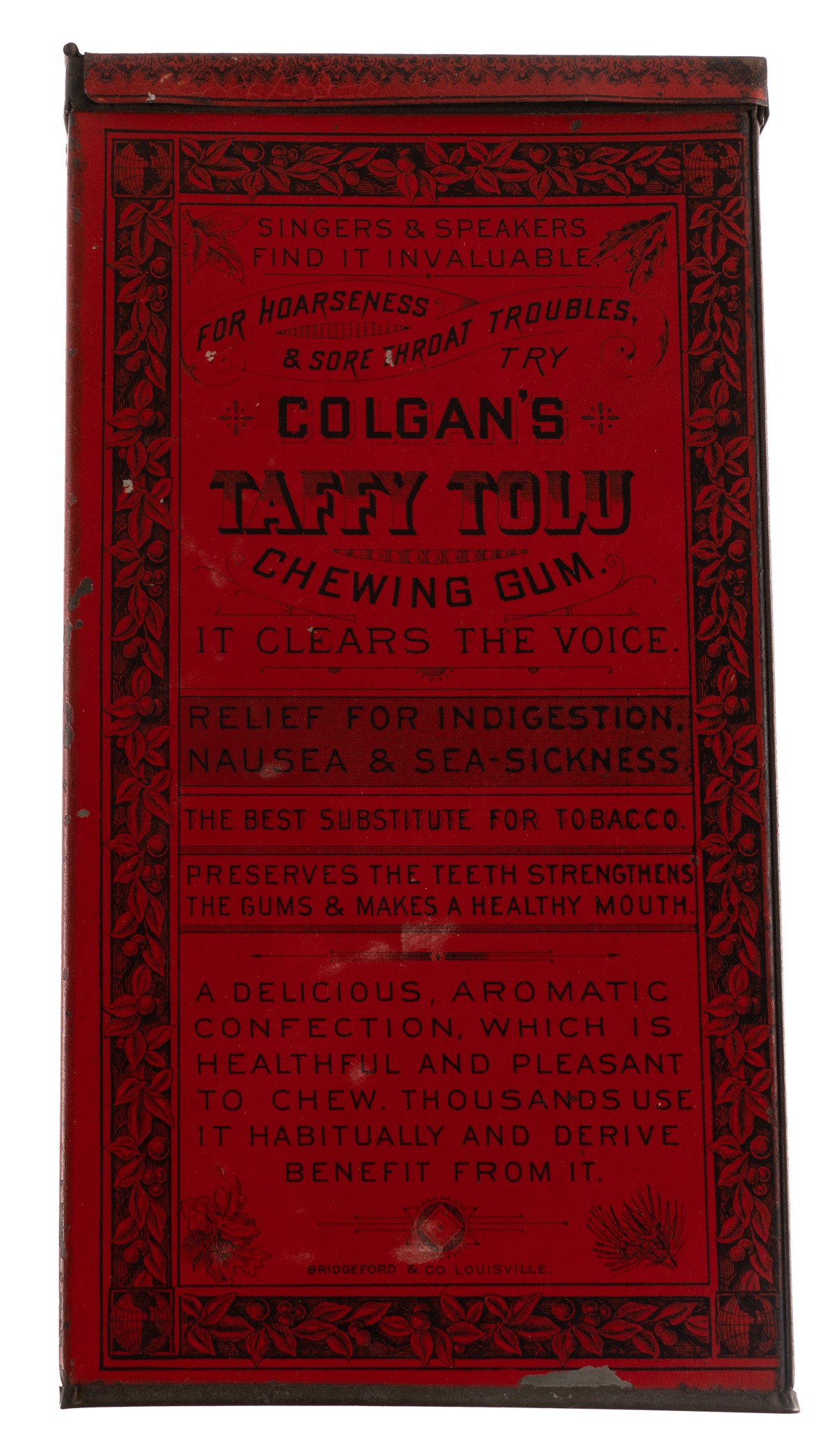 Circa 1910 Colgan’s Taffy Tolu Chewing Gum Display Tin | REA Archive