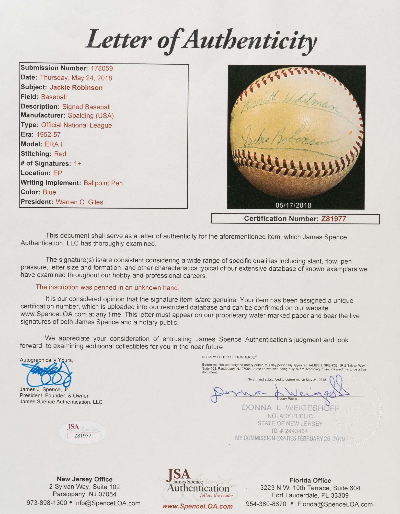Jackie Robinson and Don Newcombe "Happy Felton's Knot-Hole Gang" Signed ...
