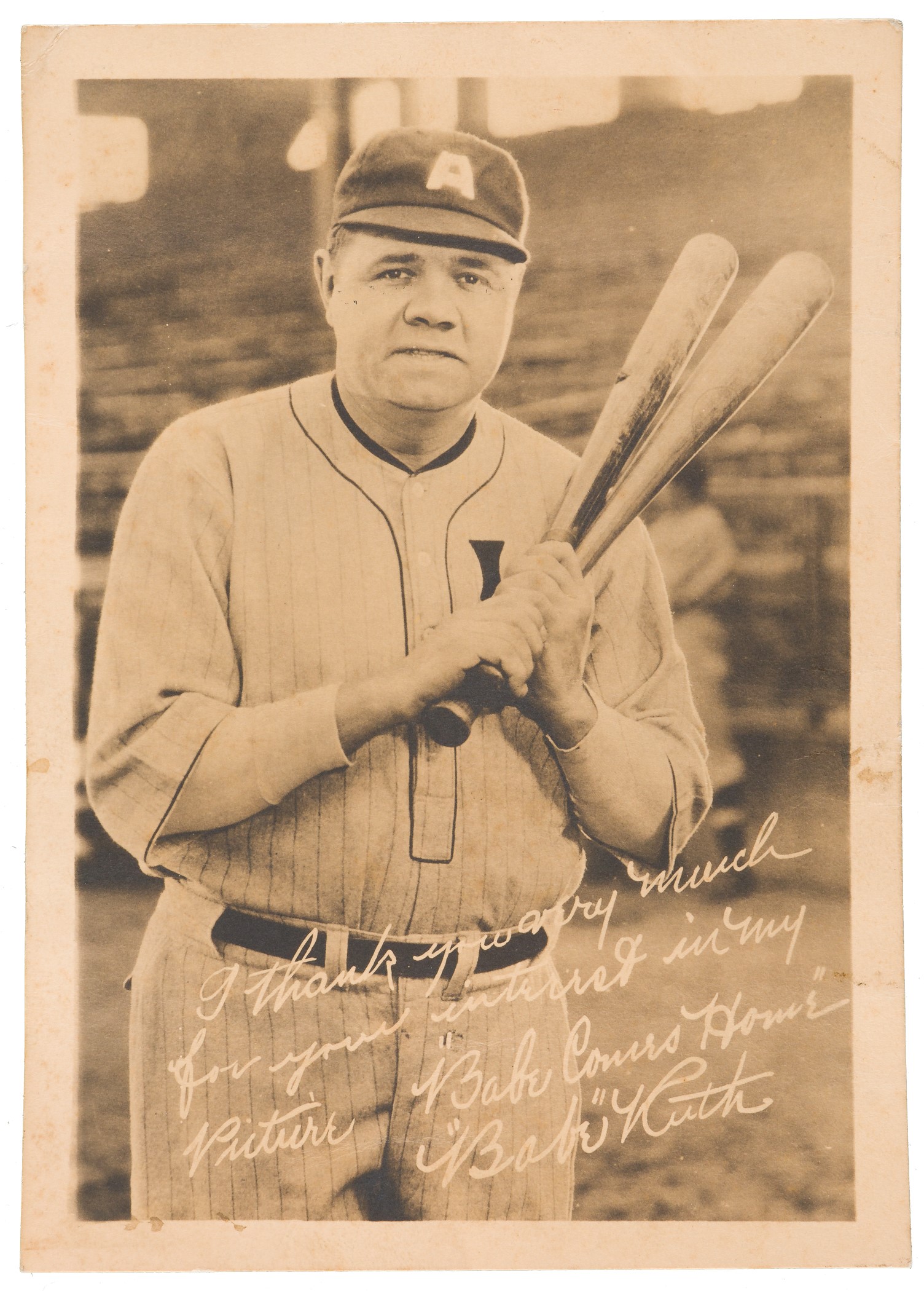 Rare 1927 Babe Ruth "Babe Comes Home" Promotional Card | REA Archive