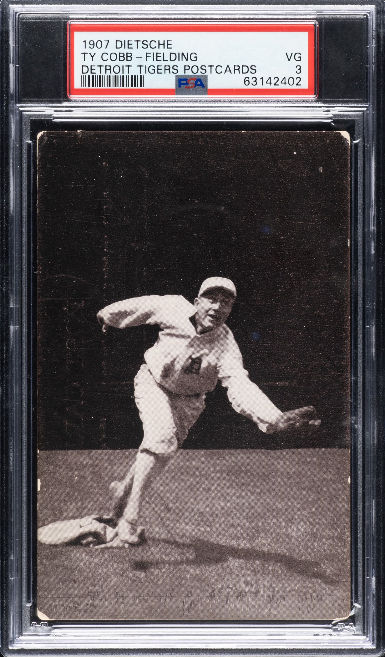 1907 A. C. Dietsche Detroit Tigers Postcard Ty Cobb Rookie PSA VG 3 ...