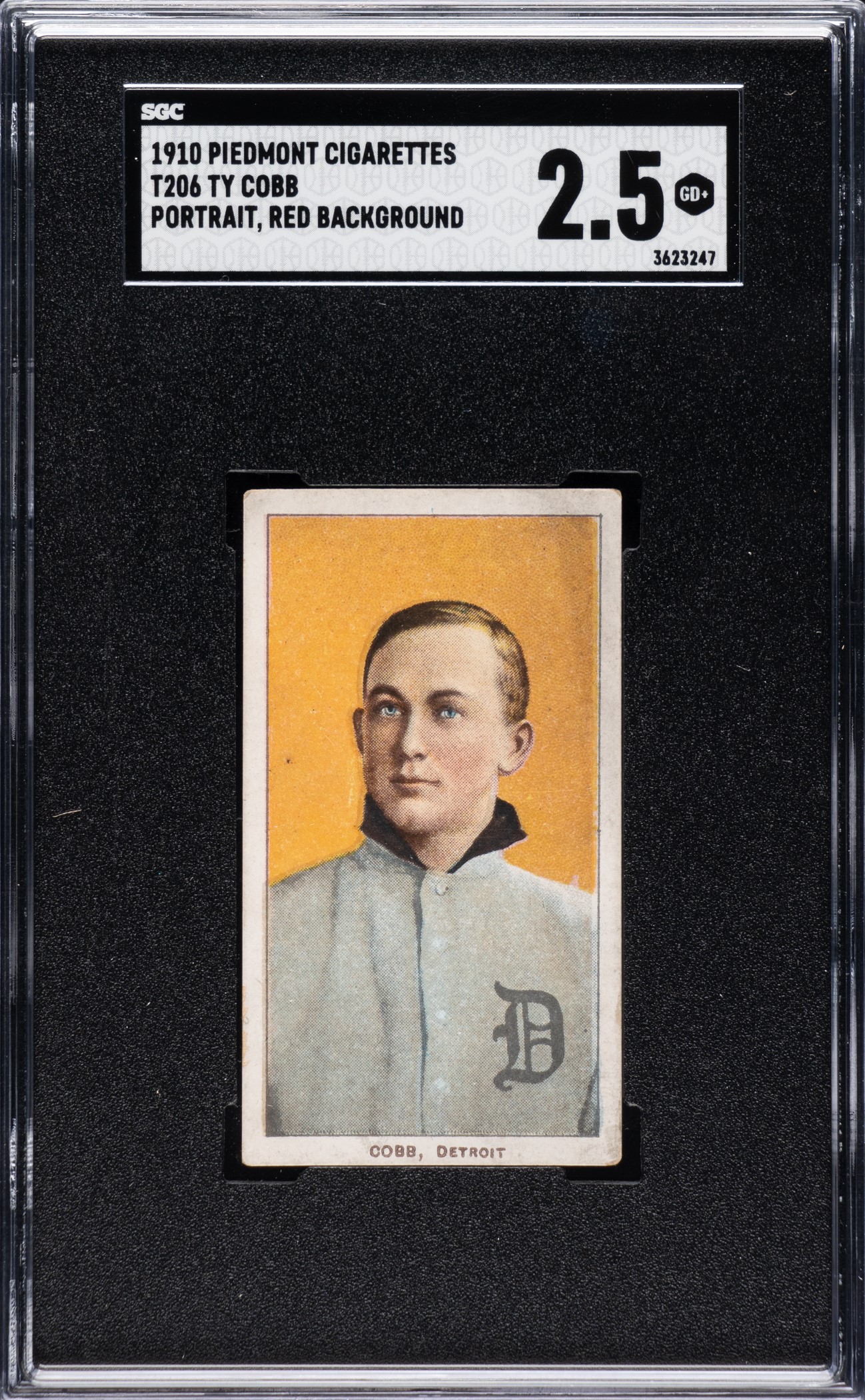 1909-1911 T206 White Border Ty Cobb Portrait Red Background - "Orange ...