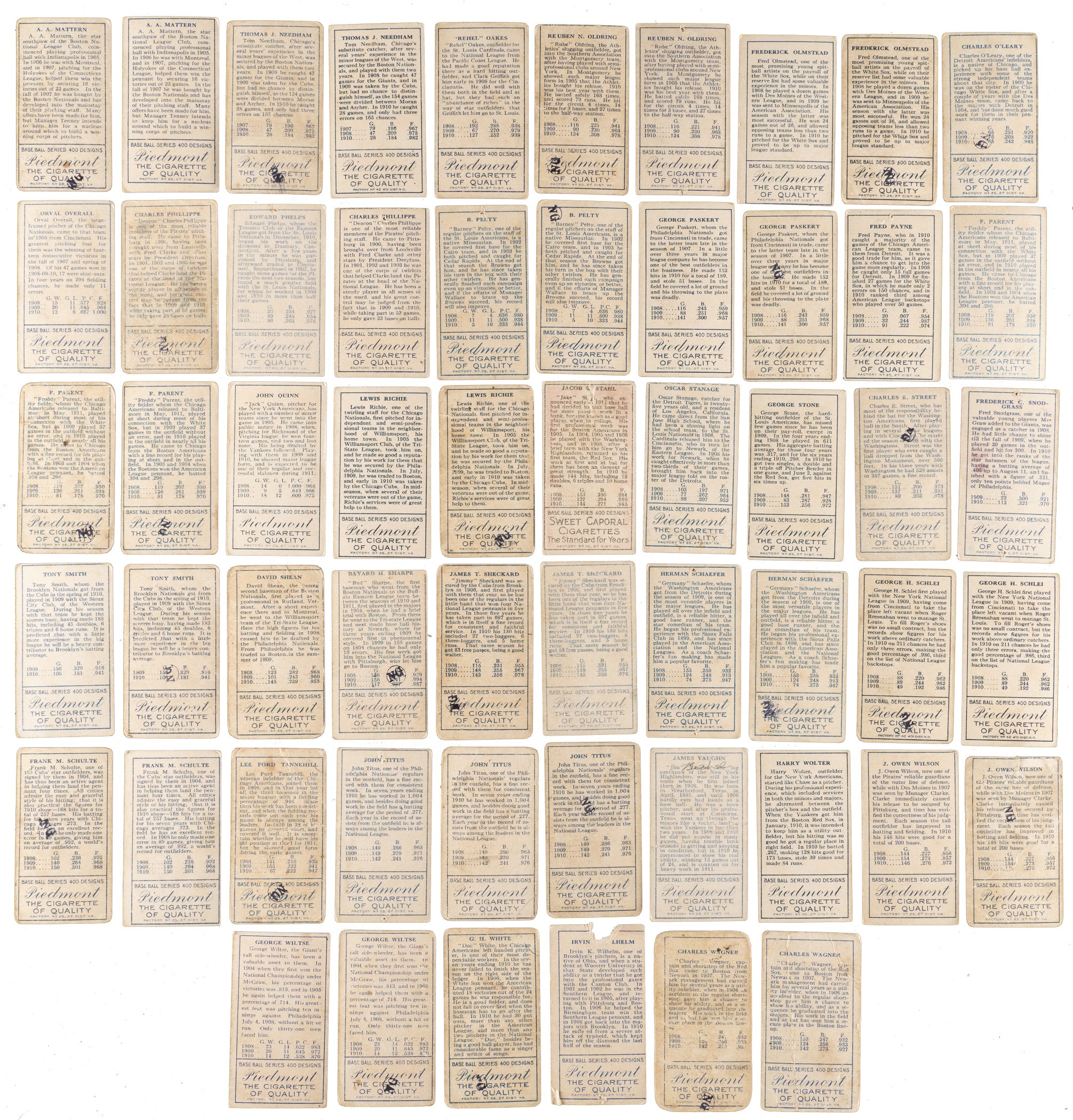 1911 T205 Gold Border Partial Set (126/208) Plus 65 Duplicates ...