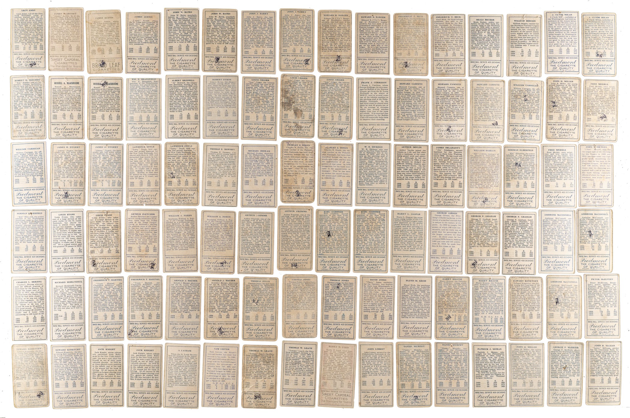 1911 T205 Gold Border Partial Set (126/208) Plus 65 Duplicates ...