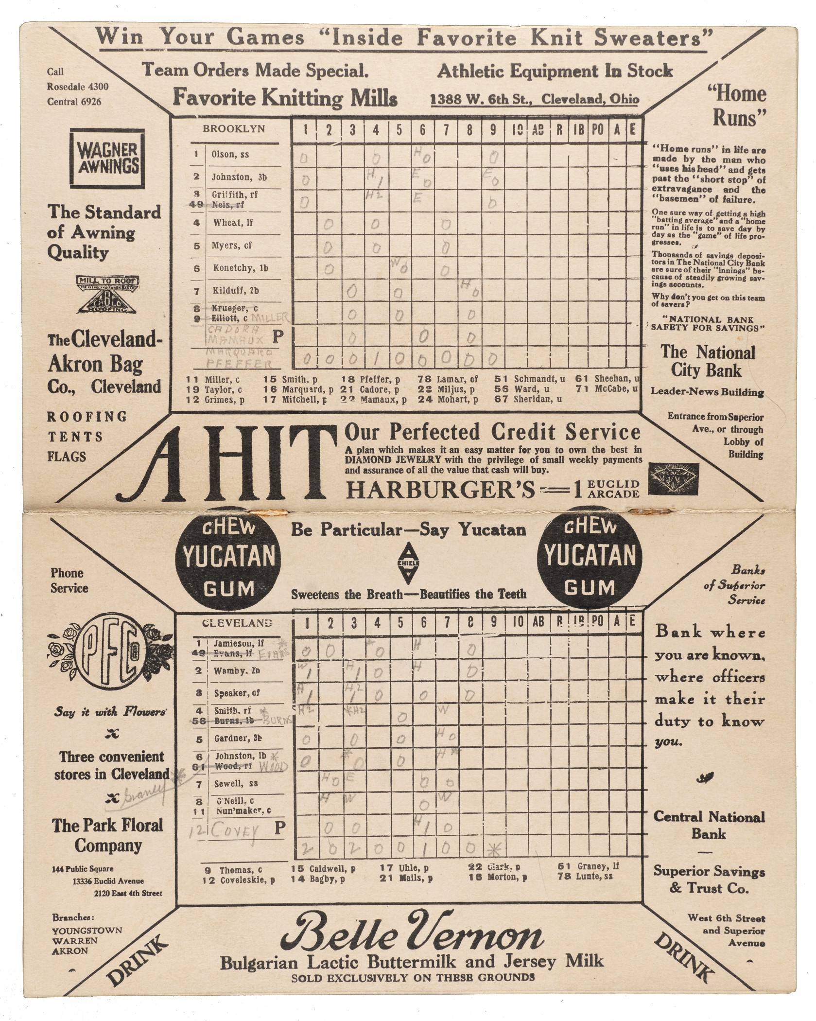 1920 Cleveland Indians (vs. Brooklyn Robins) World Series Program | REA ...