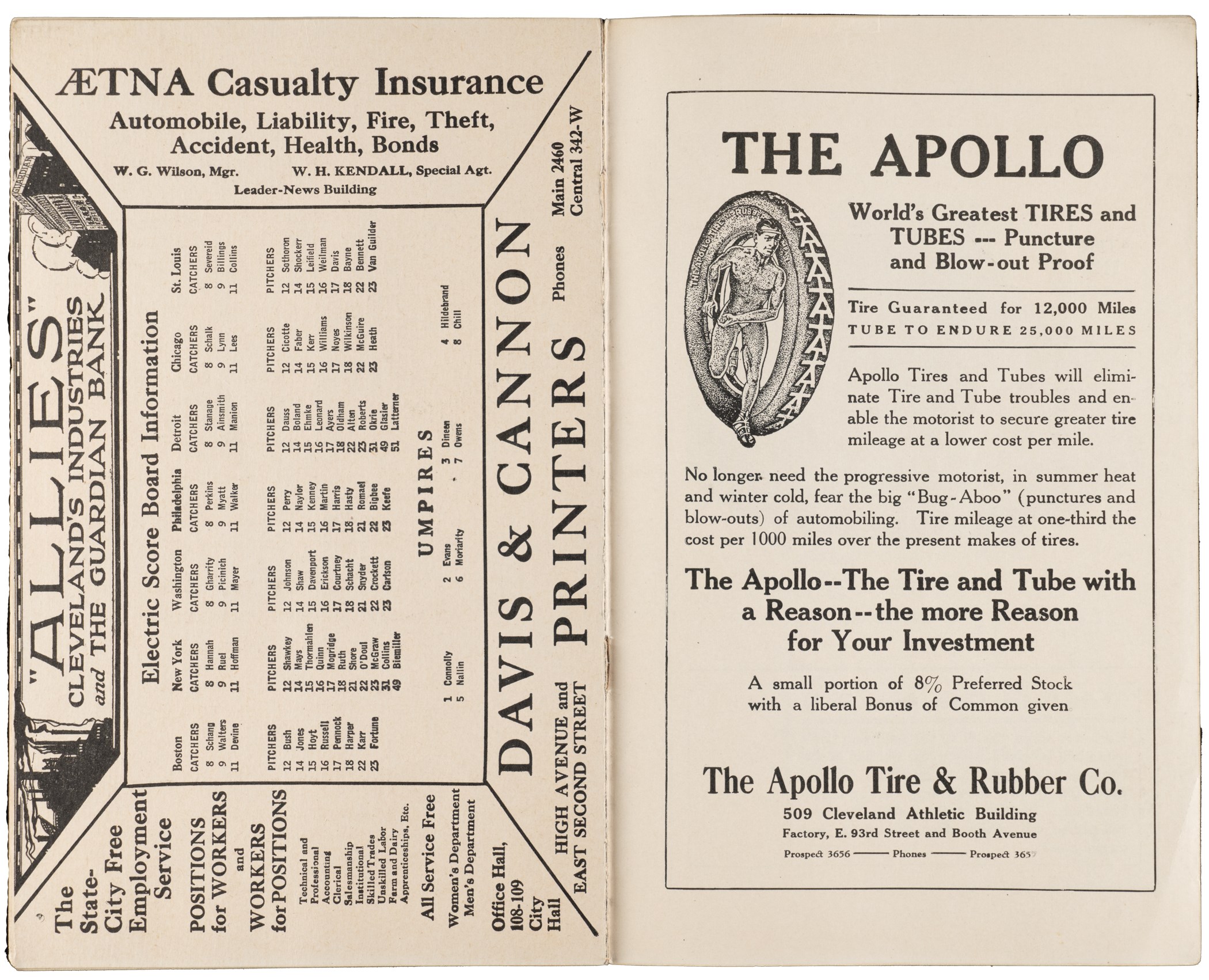 1920 Cleveland Indians (vs. Brooklyn Robins) World Series Program | REA ...