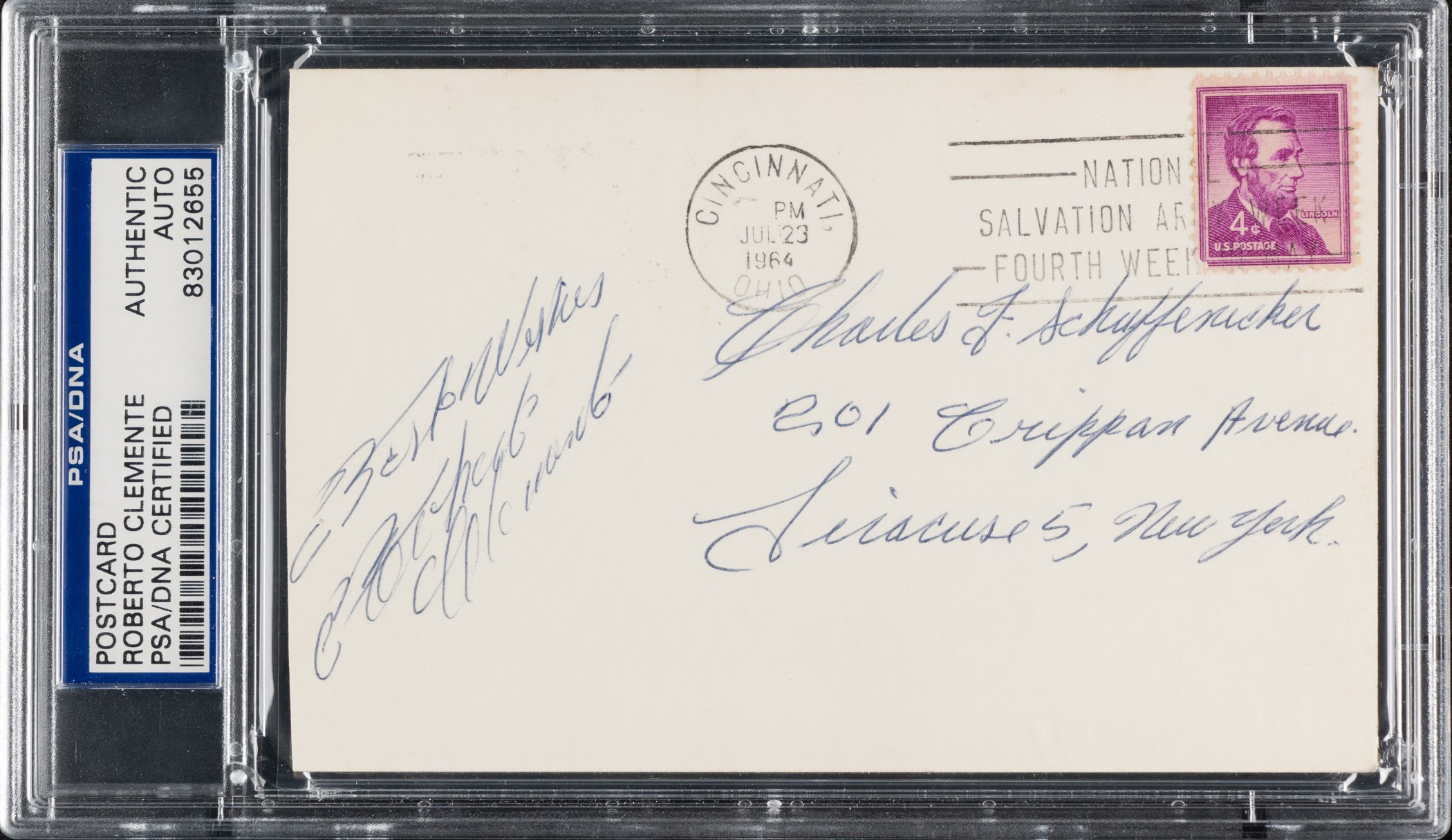 1964 Roberto Clemente Signed Real-Photo Postcard - PSA/DNA | REA Archive