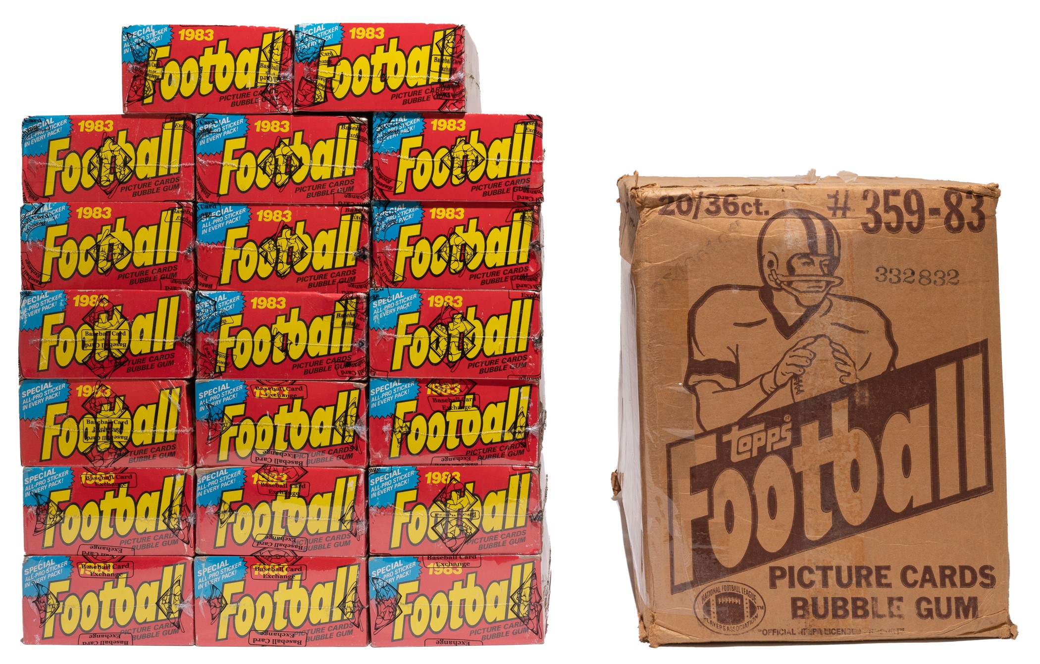 1983 Topps Football Unopened Wax Box Collection (20 Boxes, 720 Packs ...