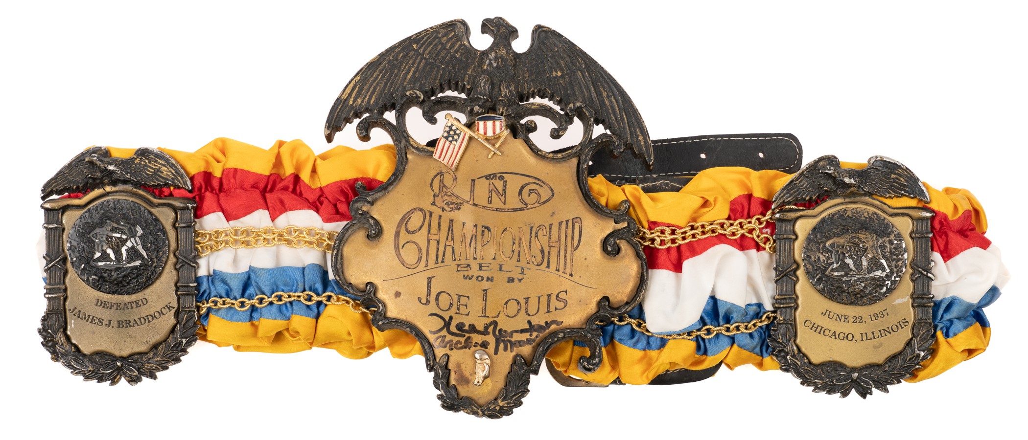 Joe Louis Ring Magazine Championship Replica Title Belt Signed by Ken ...