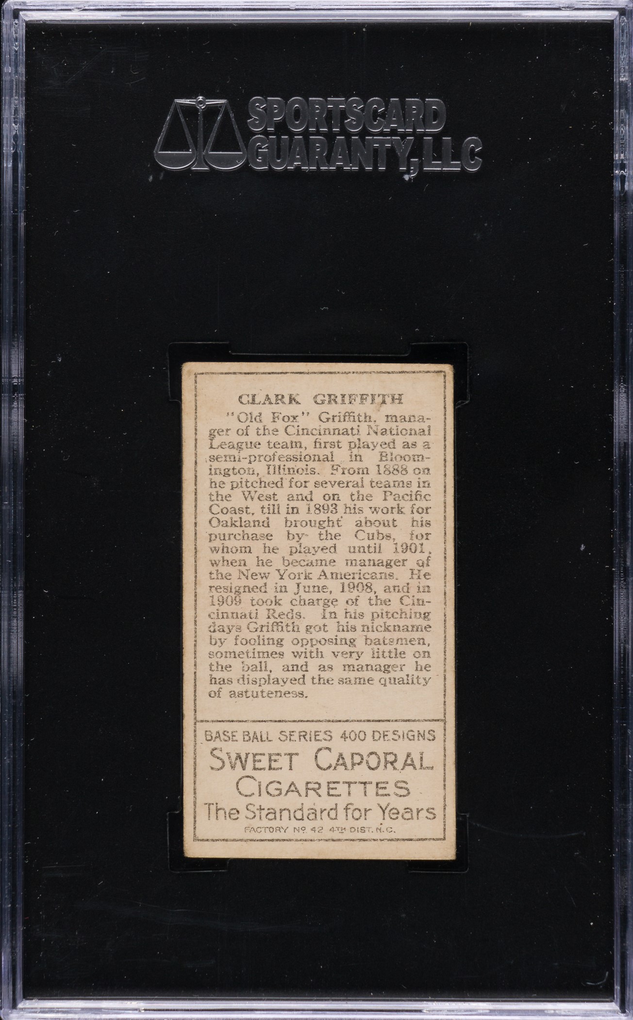 1911 T205 Gold Border Clark Griffith SGC VG/EX+ 55 | REA Archive