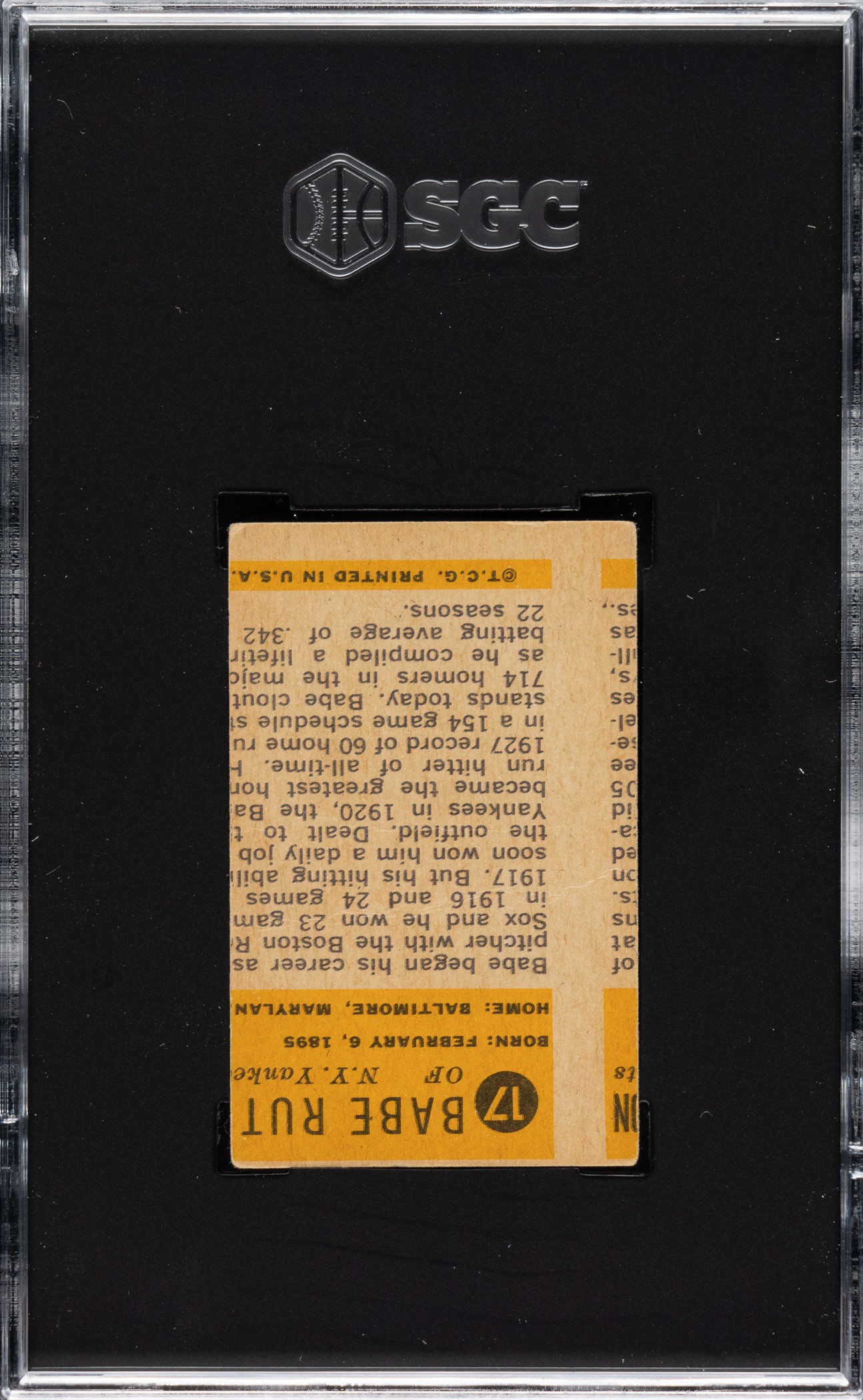 1963 Bazooka All-Time Greats Dazzy Vance/Babe Ruth Wrong Back SGC GOOD ...