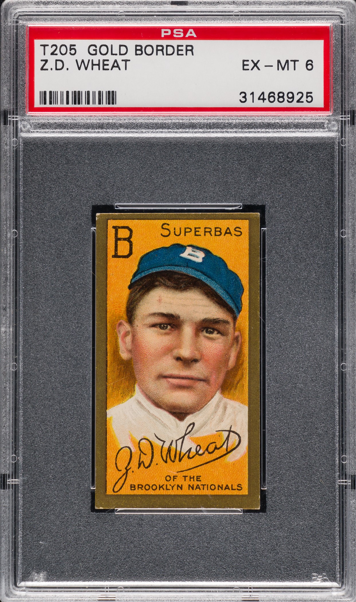 1911 T205 Gold Border Zach Wheat PSA EX-MT 6 | REA Archive