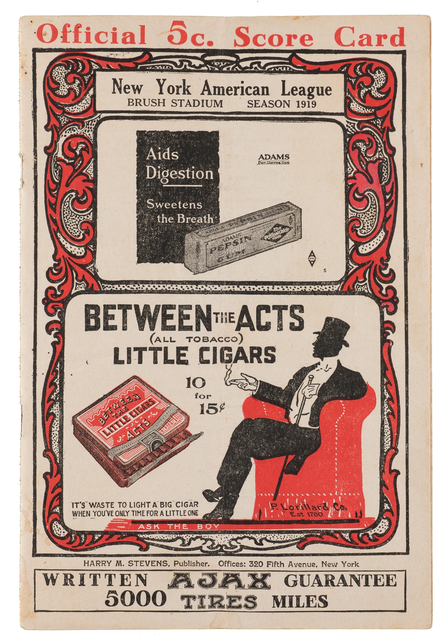 1919 New York Yankees (vs. Chicago White Sox) Program with Joe Jackson ...