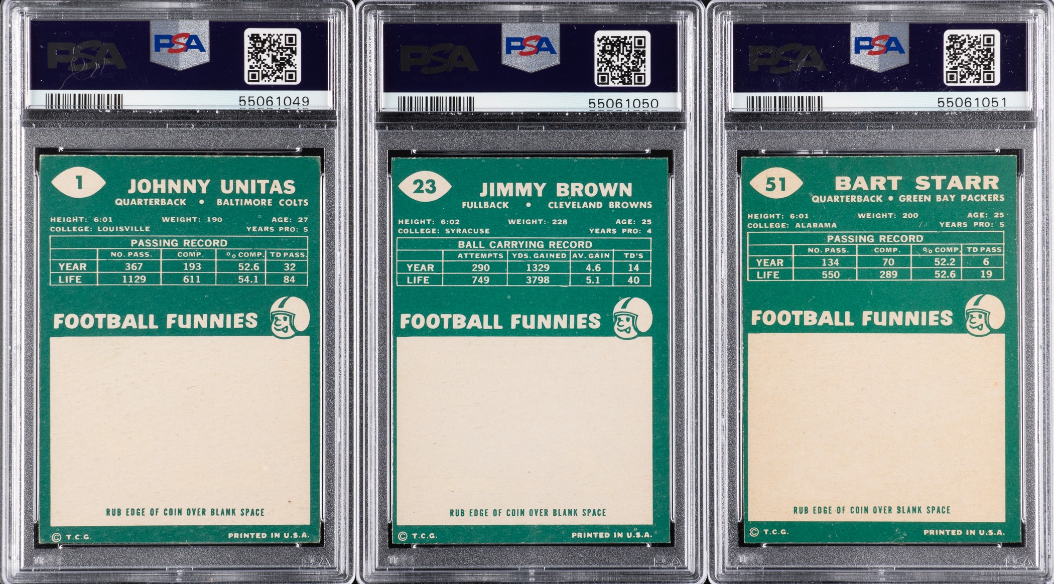 1960 Topps Football Complete Set (132) Including #23 Jim Brown PSA NM ...