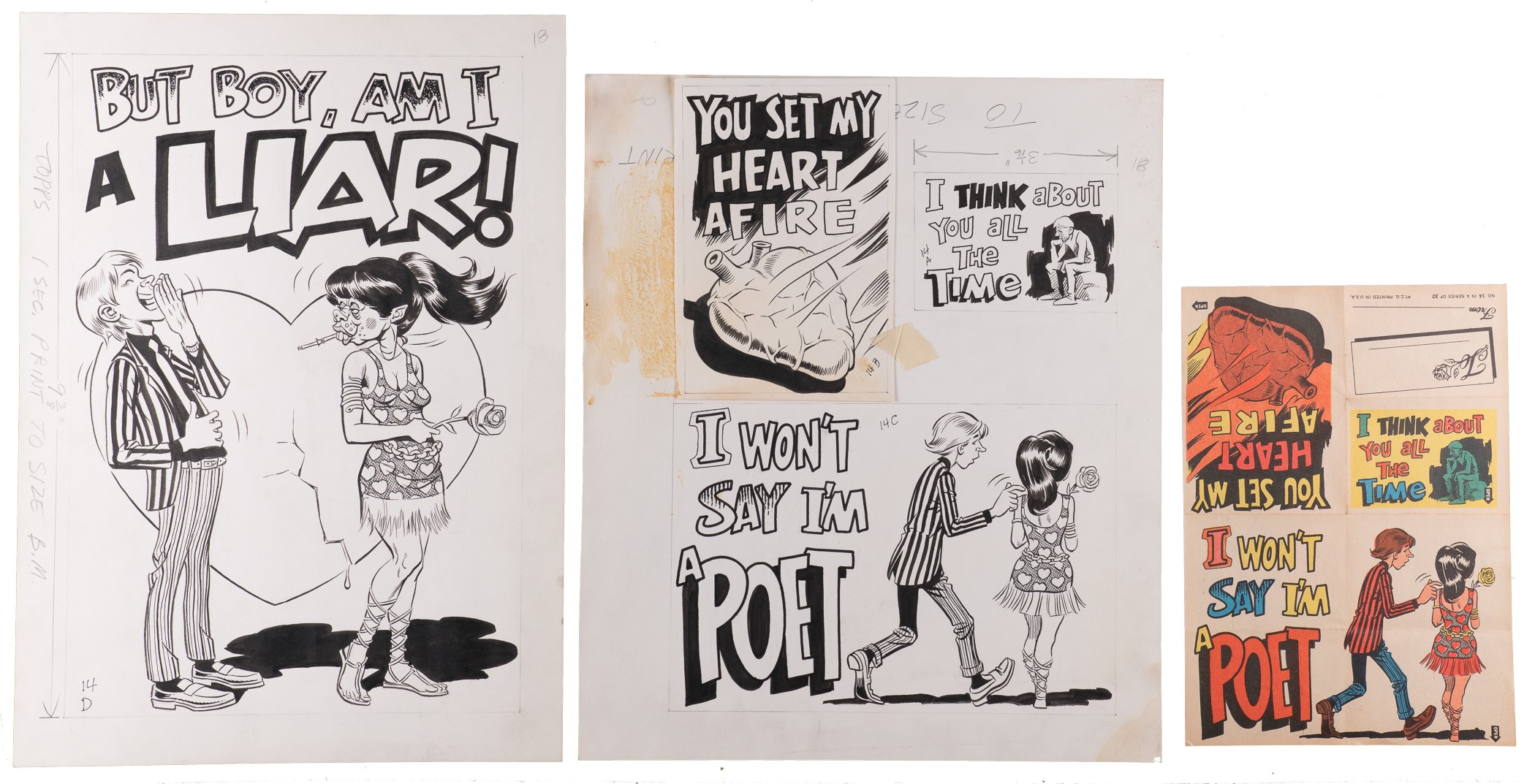 1967 Topps "Nasty Notes" Original Artwork Collection by Wally Wood and ...