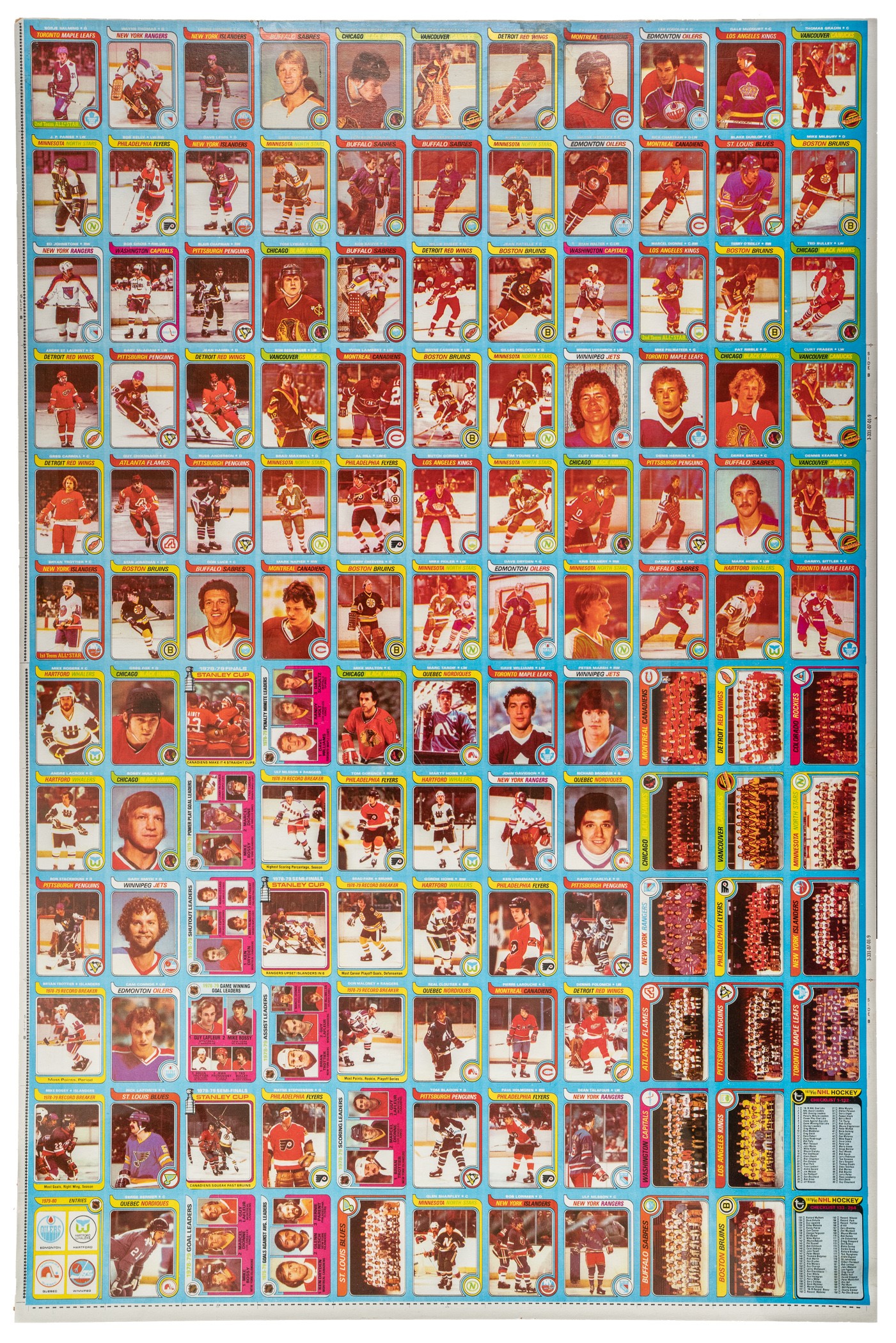 1979-1980 Topps Hockey Complete Set on Two Uncut Sheets with Wayne Gretzky Rookie - Printing ...