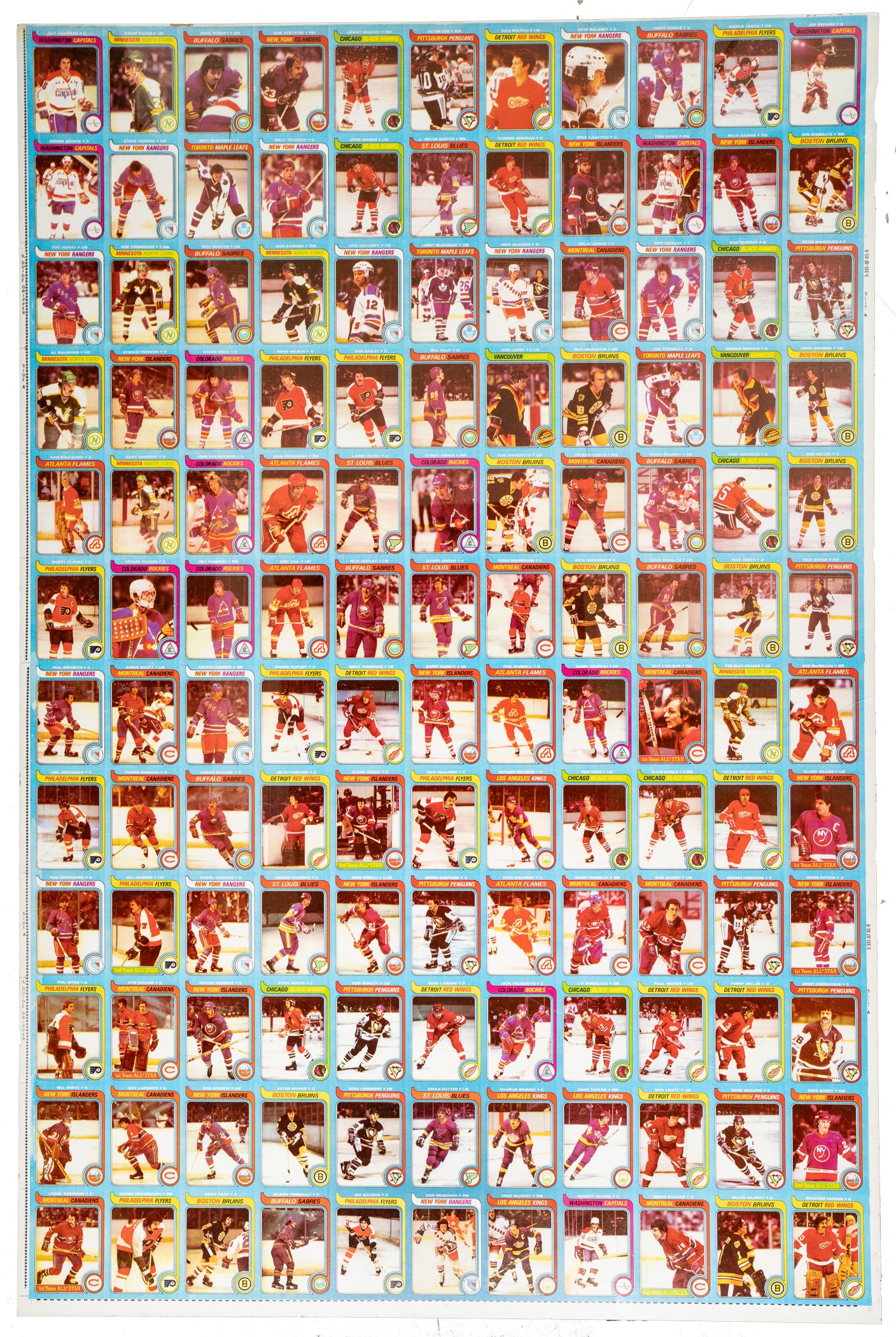 1979-1980 Topps Hockey Complete Set on Two Uncut Sheets with Wayne Gretzky Rookie - Printing ...