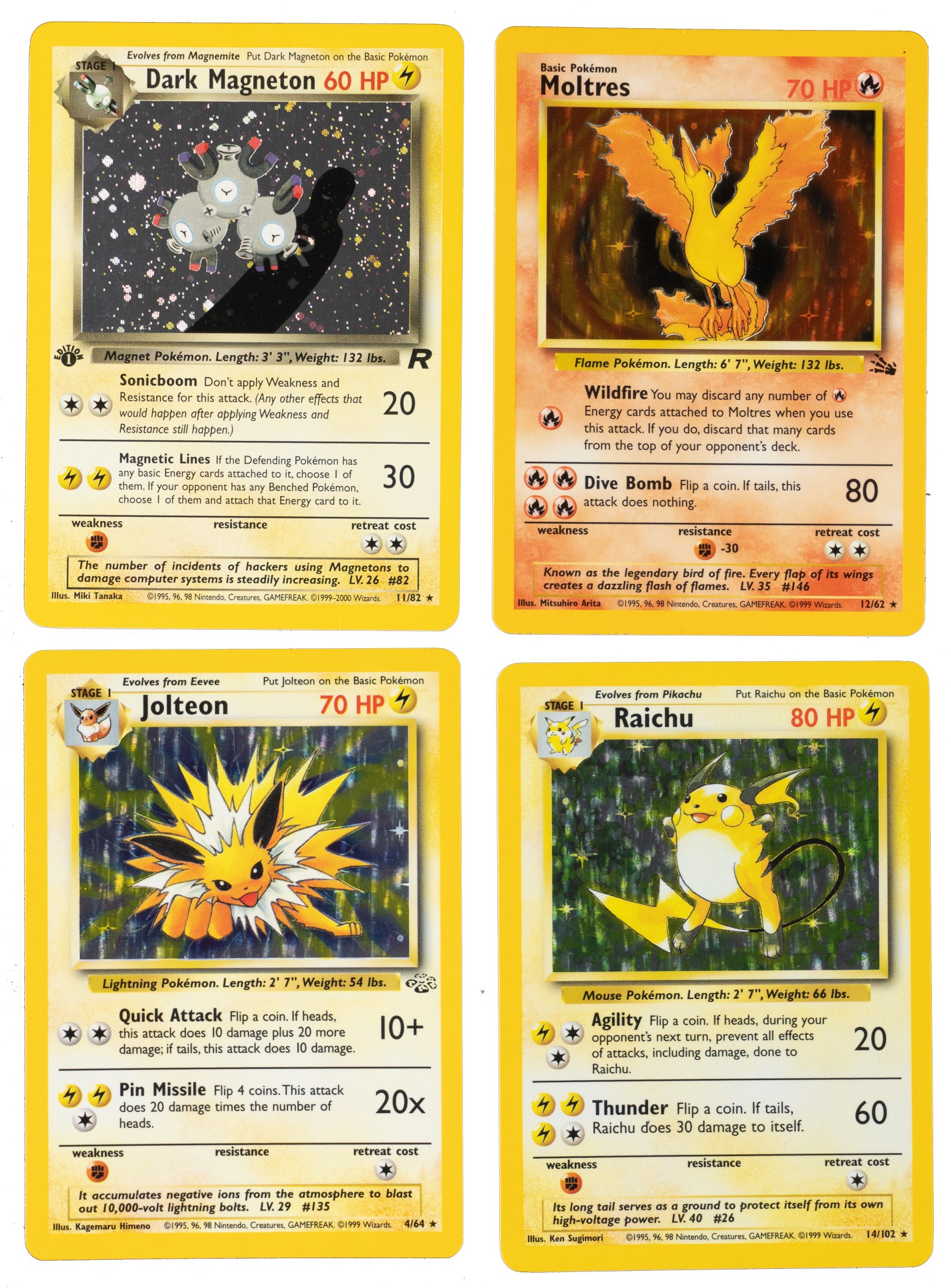 1999 to 2001 Pokemon Base Set, Jungle, Fossil, Team Rocket, Gym Heroes ...