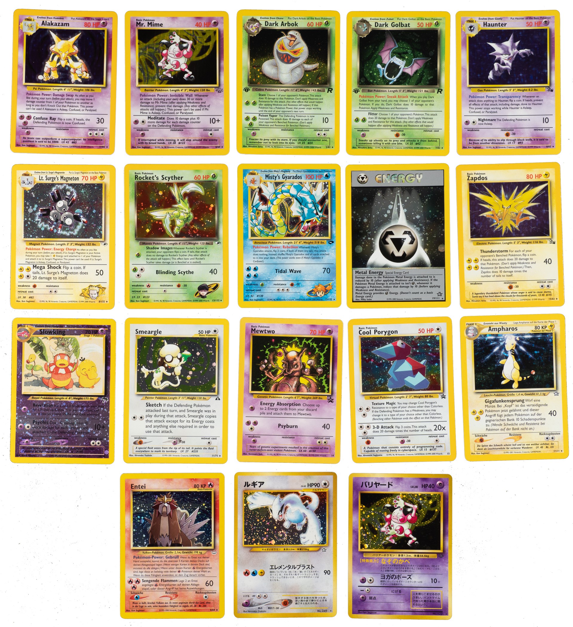 1999 to 2001 Pokemon Base Set, Jungle, Fossil, Team Rocket, Gym Heroes ...