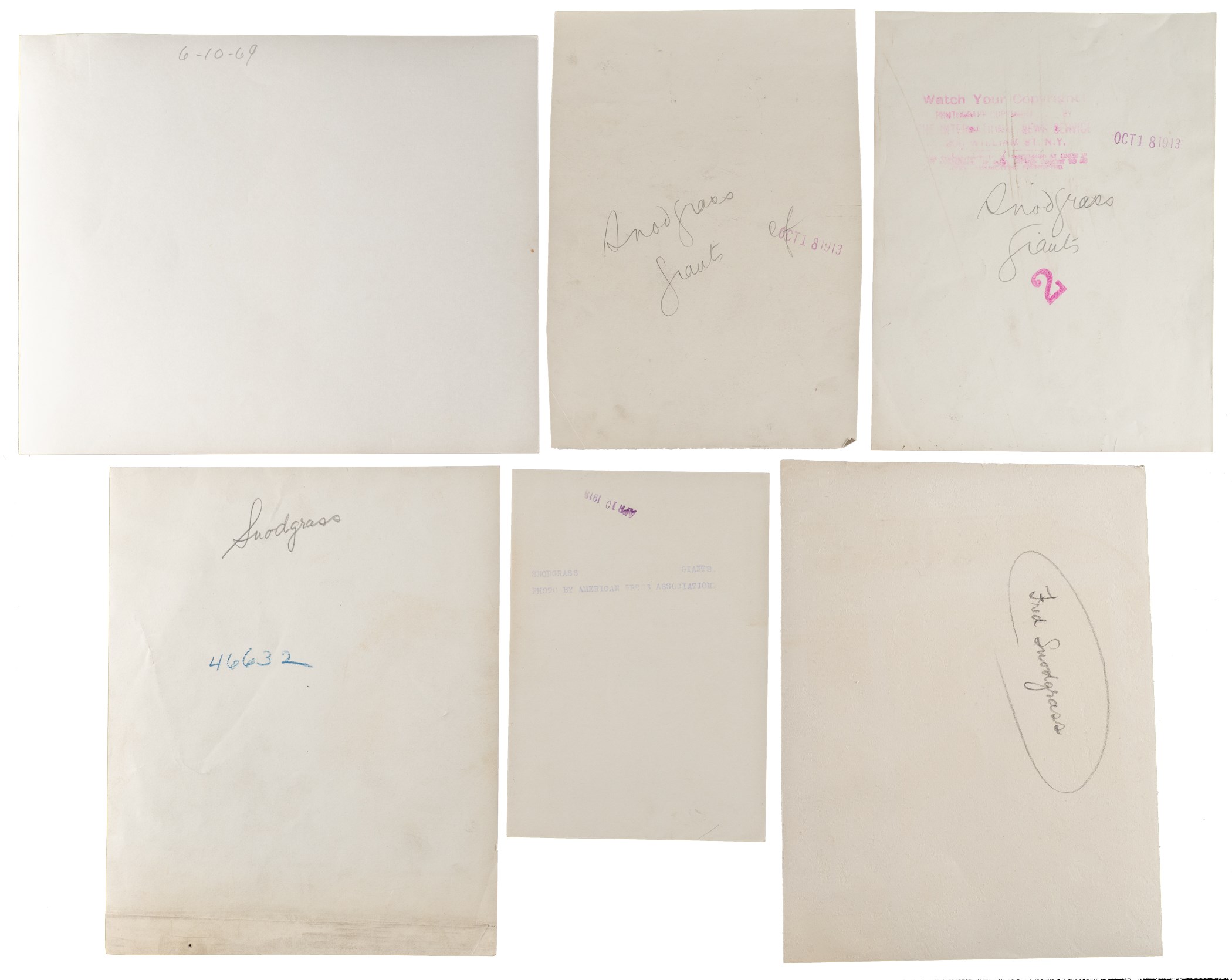Collection of Fred Snodgrass Signed Items Including Handwritten Letter ...