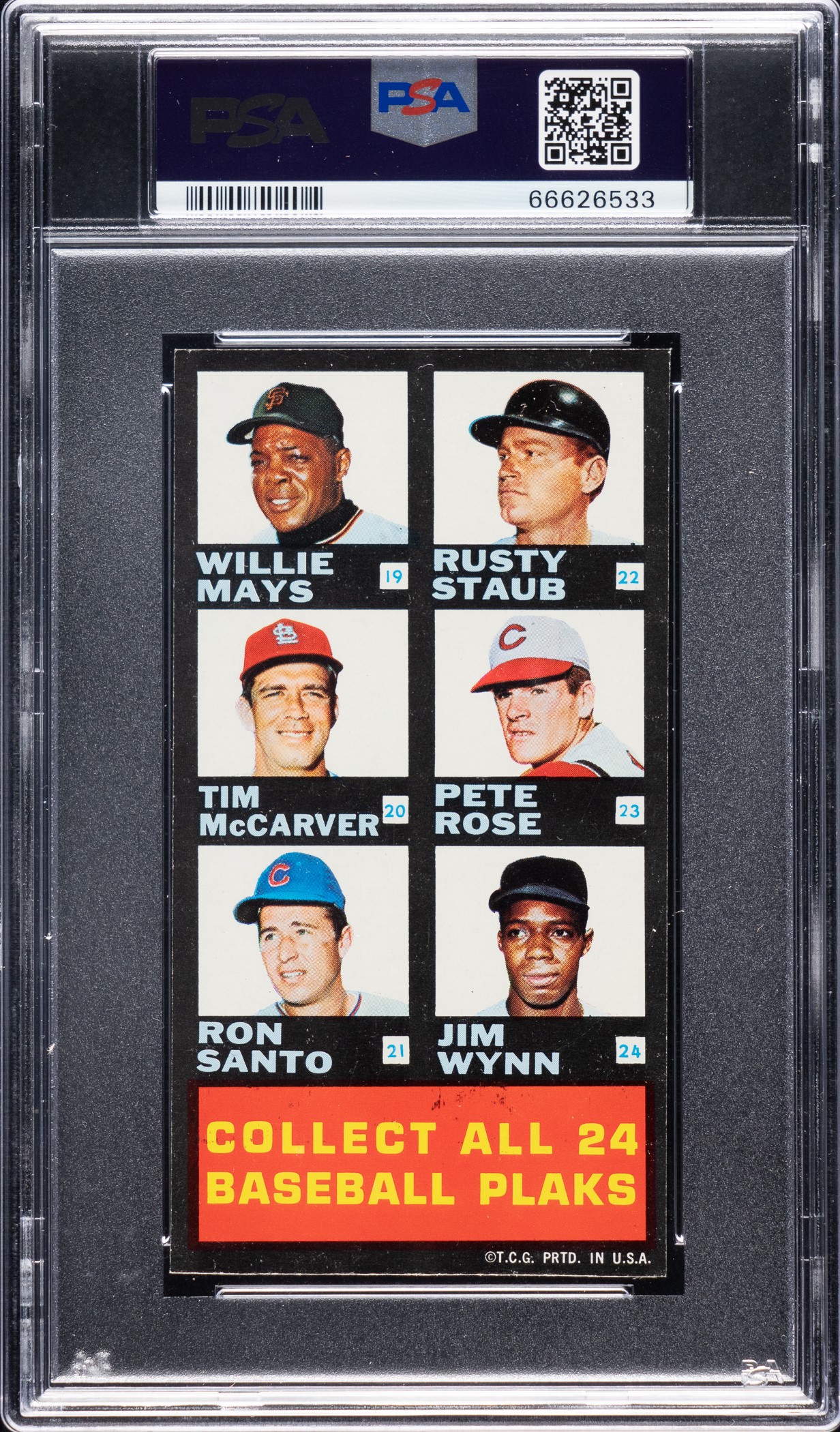 1968 Topps Plaks Checklist #2 National League Including Aaron, Clemente ...