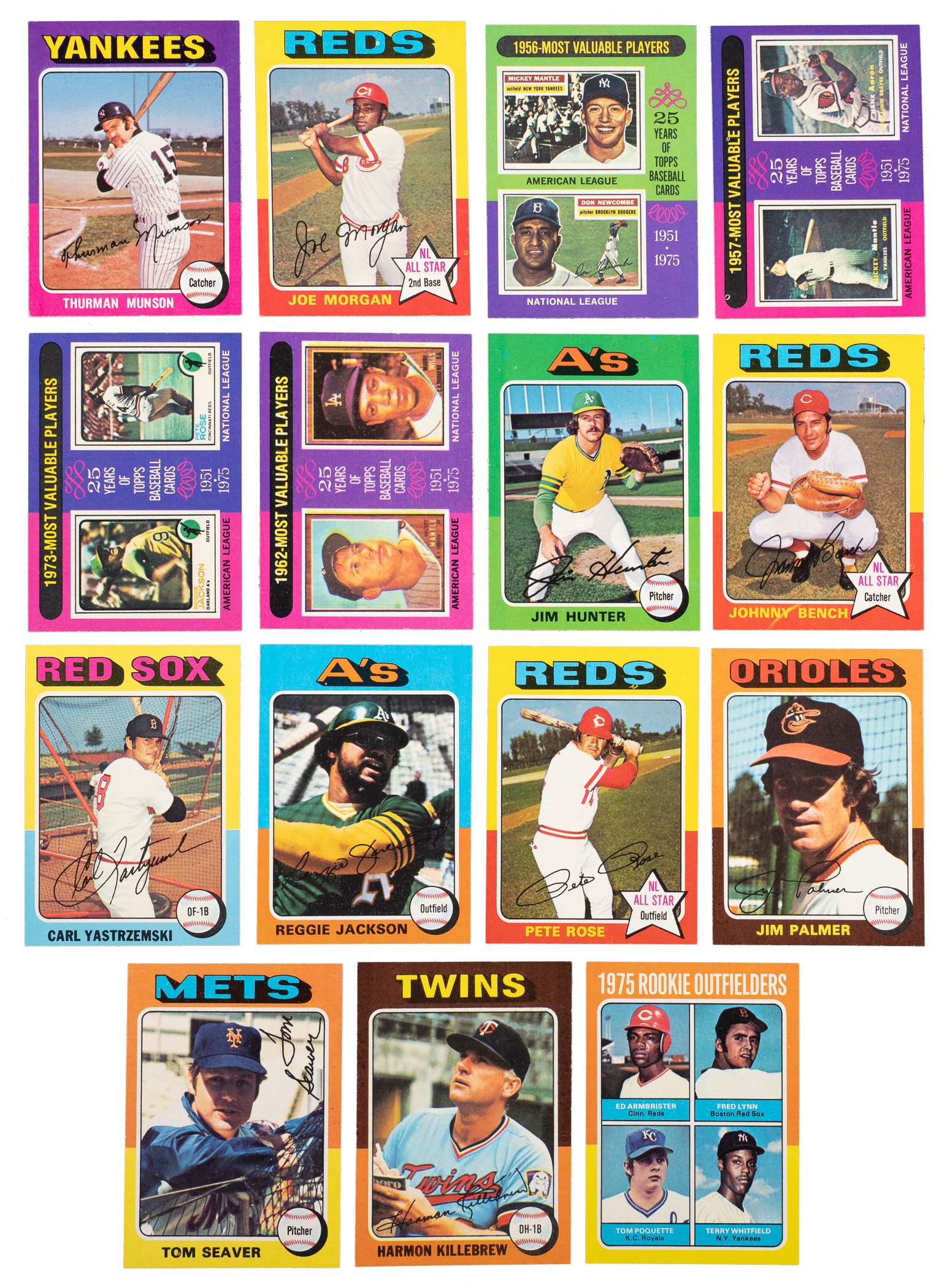 High-Grade 1975 Topps Hall of Fame and Star Collection (68) Including ...