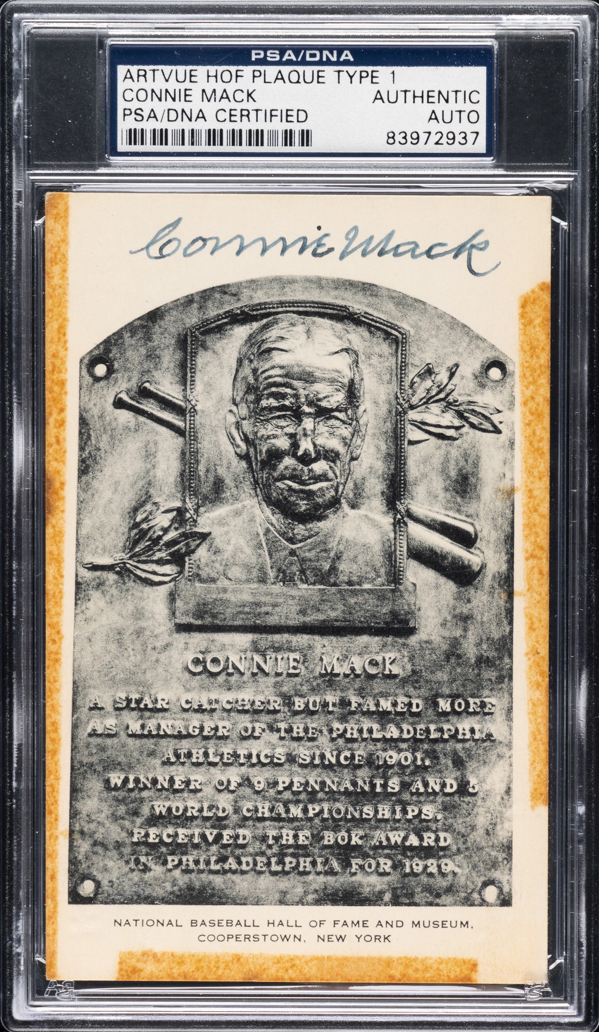 Signed 1953-1955 Artvue (Type 1) Black-and-White Hall of Fame Postcard ...