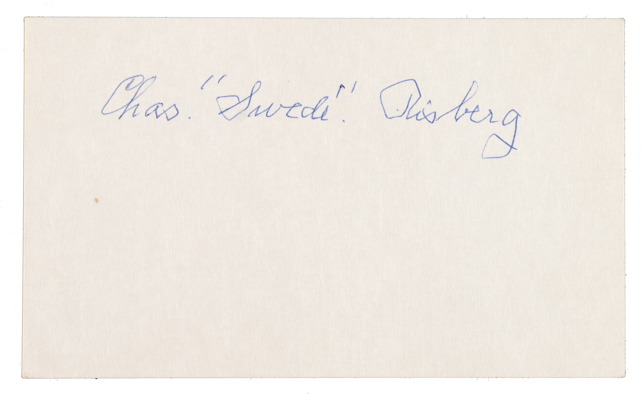 Charles "Swede" Risberg ("Black Sox") Signed Index Card | REA Archive
