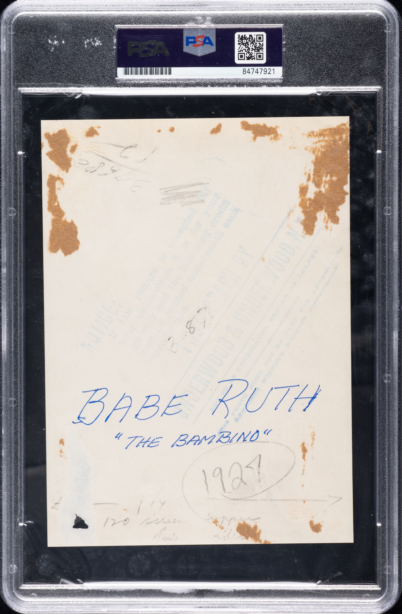 Circa 1920s Babe Ruth Original Underwood & Underwood Photograph PSA/DNA ...