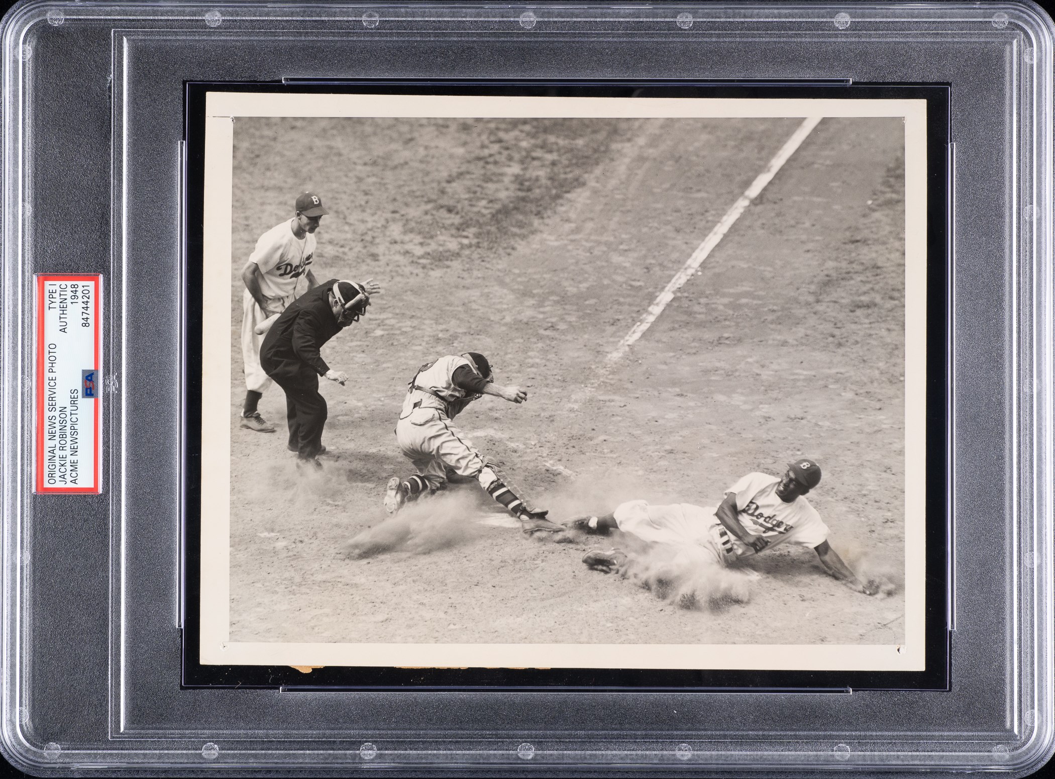 1948 Jackie Robinson Stealing Home Original News Service Photograph PSA ...