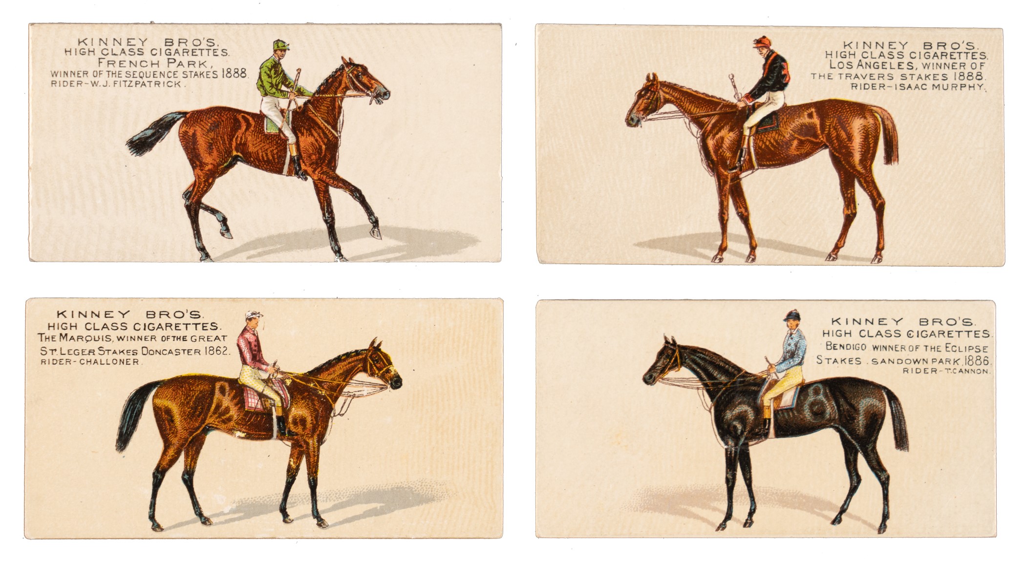 1888 and 1889 N229 and N230 Kinney "Famous Running Horses" Complete and Near-Complete Set Pair ...