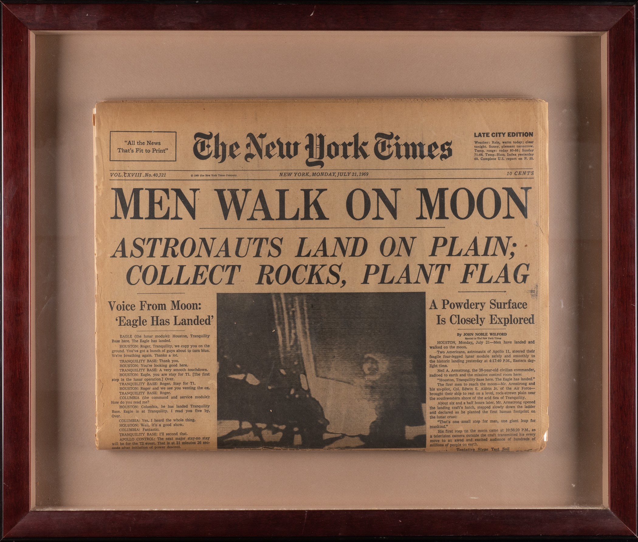 July 21, 1969 New York Times - "Men Walk On Moon" - Apollo 11 Original ...