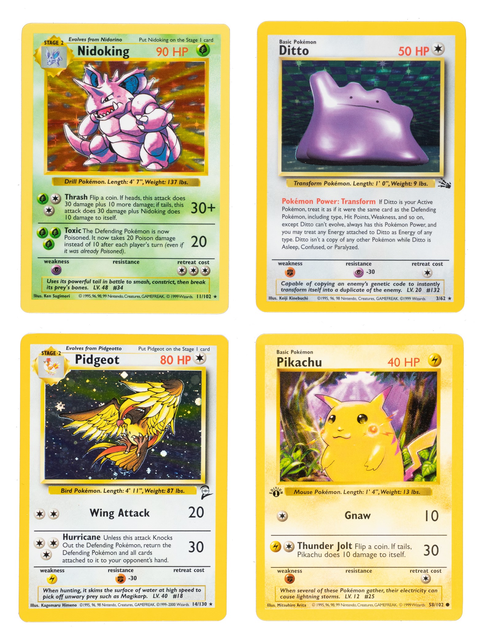 1999 to 2000 Pokemon Base Set, Jungle, Fossil, Team Rocket and Base Set ...