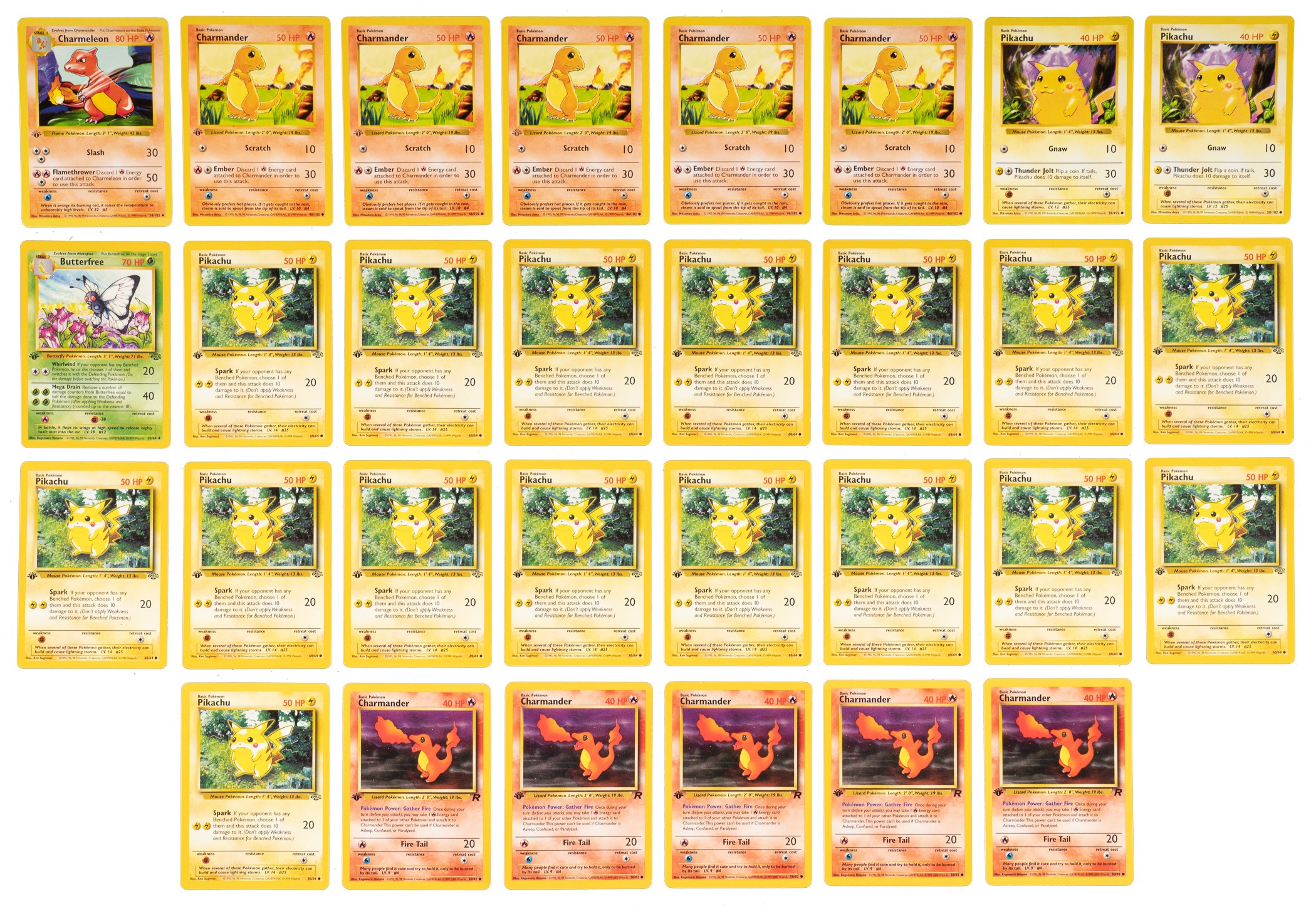 1999 to 2000 Pokemon Base Set, Jungle, Fossil, Team Rocket and Base Set II Collection (34 ...