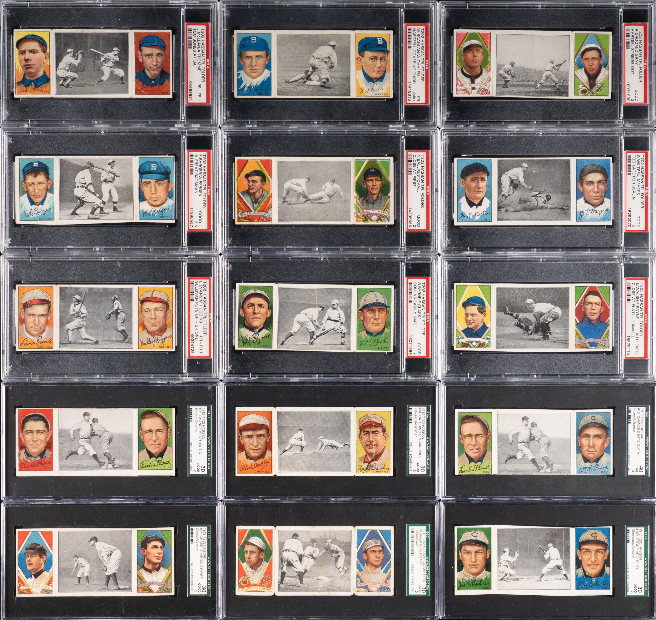 1912 T202 Hassan Triple Folder Partial Set (100/132) Including 28 PSA ...