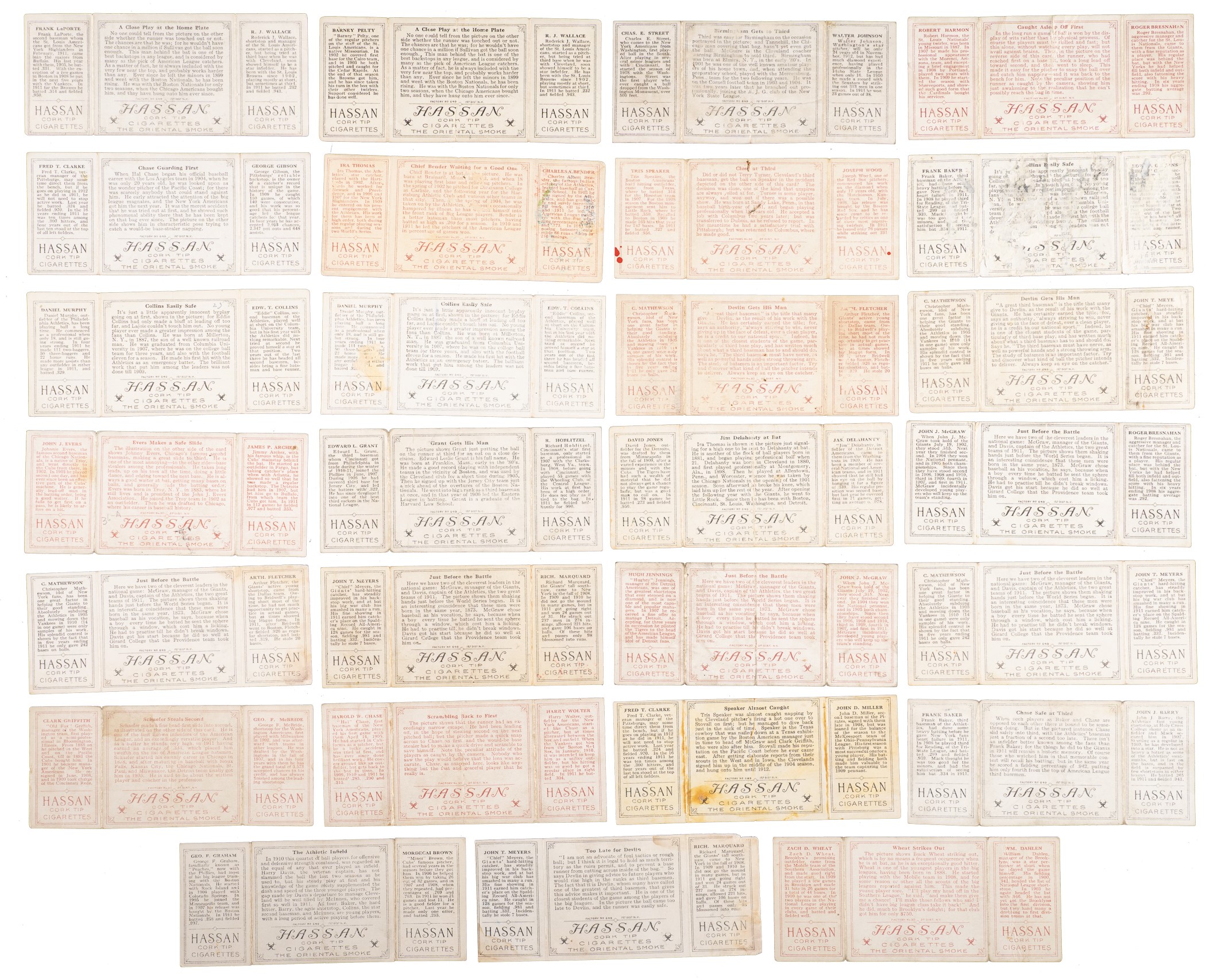 1912 T202 Hassan Triple Folder Partial Set (100/132) Including 28 PSA ...