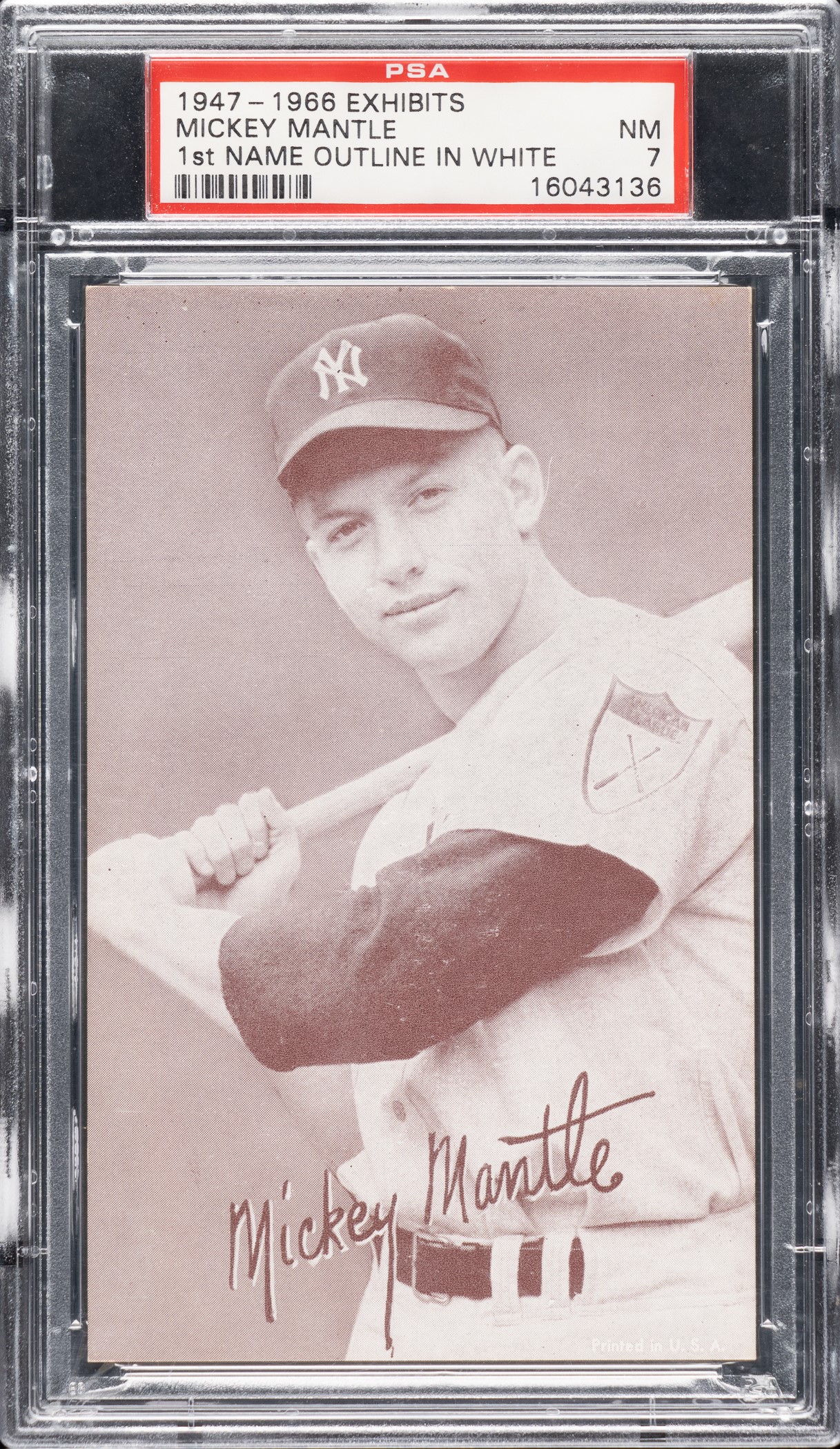 1947-1966 Exhibits Mickey Mantle Batting Name Outlined in White PSA NM ...