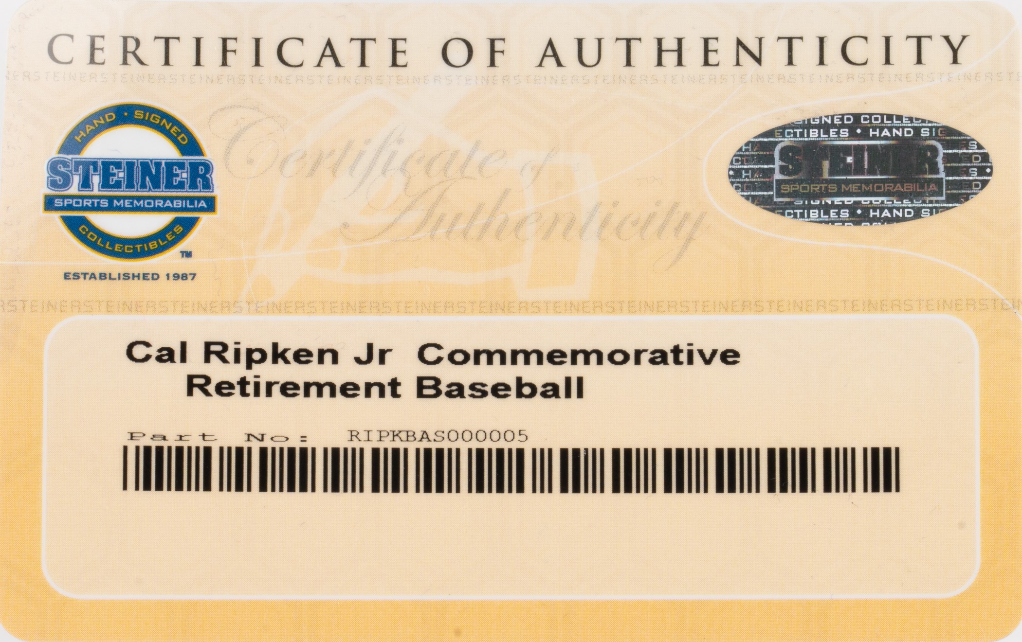 Cal Ripken Jr. Single-Signed Commemorative Retirement Baseball ...