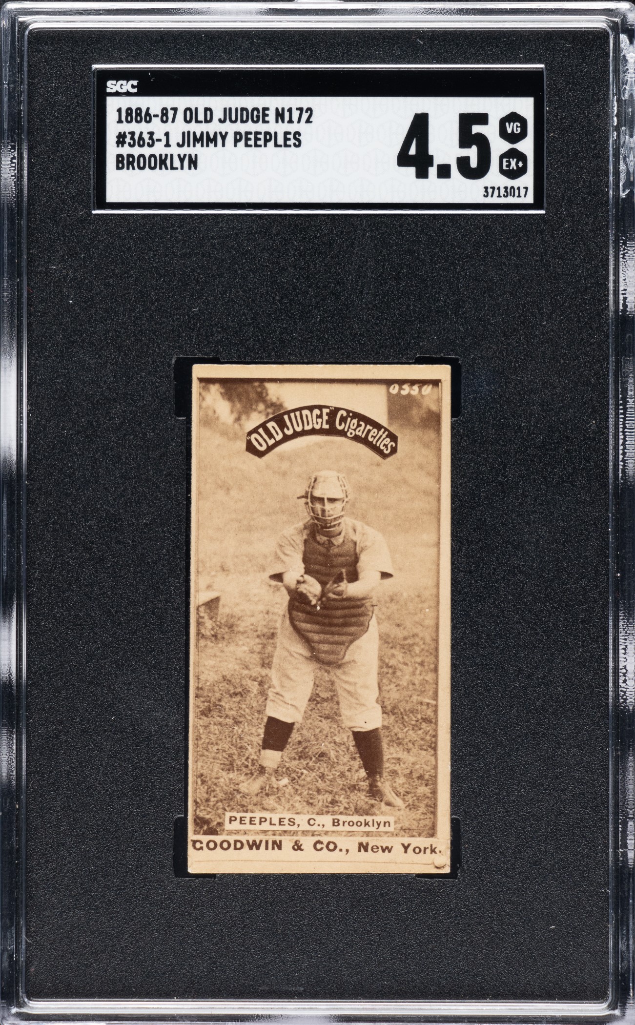 1887 N172 Old Judge Jimmy Peeples SGC VG/EX+ 4.5 - Outdoor Pose! | REA ...