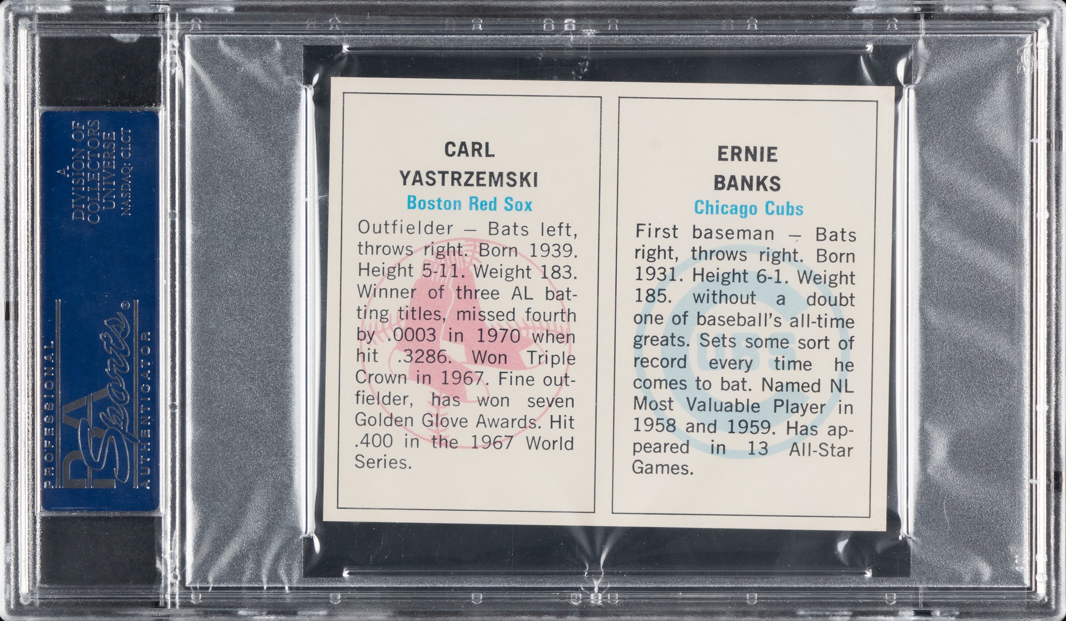 1971 Dell Today's Team Stamps Panel Ernie Banks/Carl Yastrzemski PSA GEM MINT 10 | REA Archive