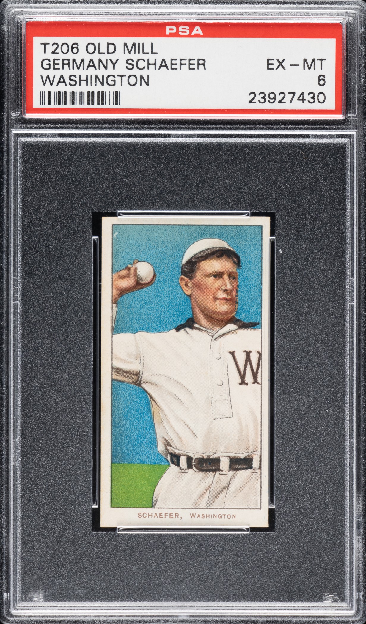 1909-1911 T206 White Border Germany Schaefer Washington PSA EX-MT 6 ...