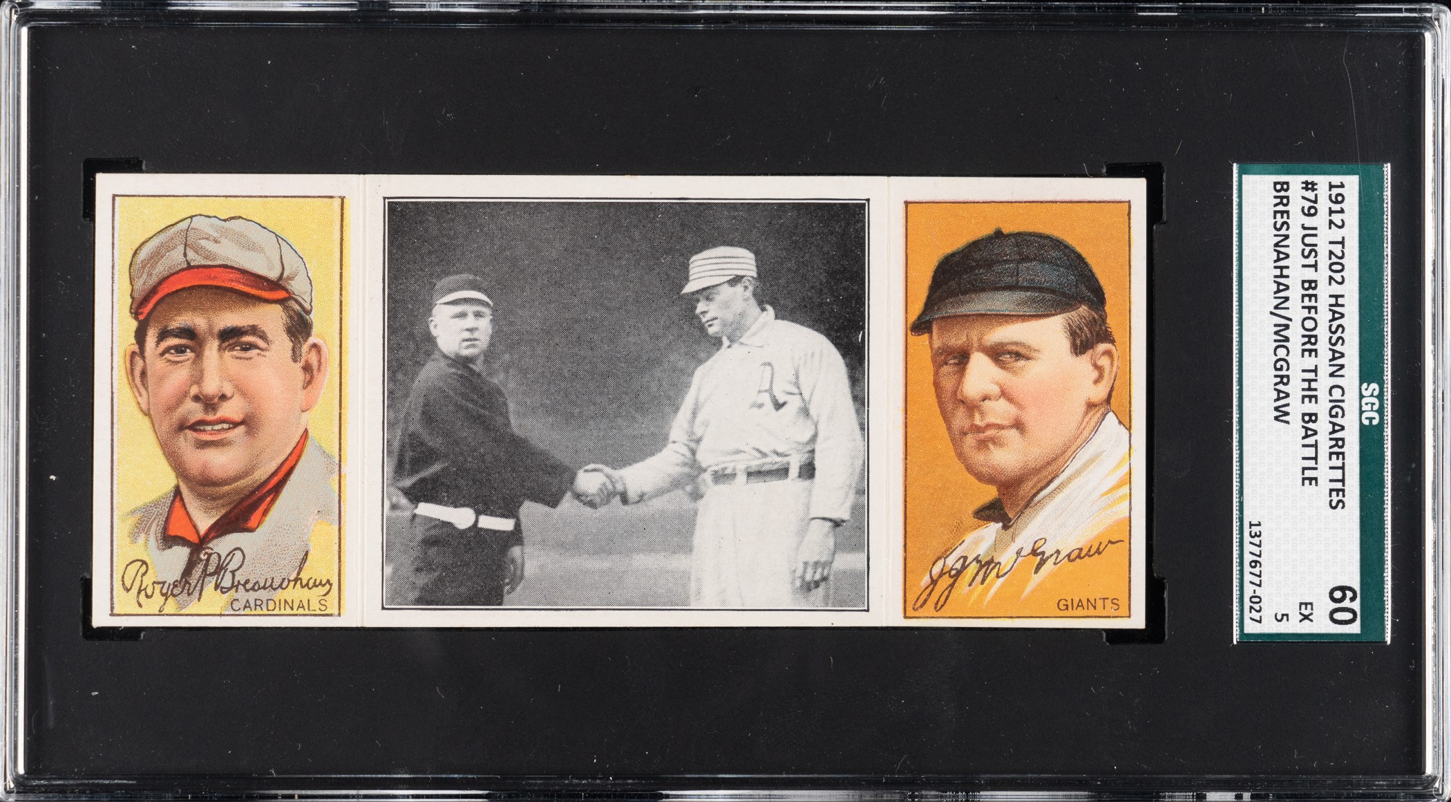 1912 T202 Hassan Triple Folder "Caught Asleep Off First" Roger ...