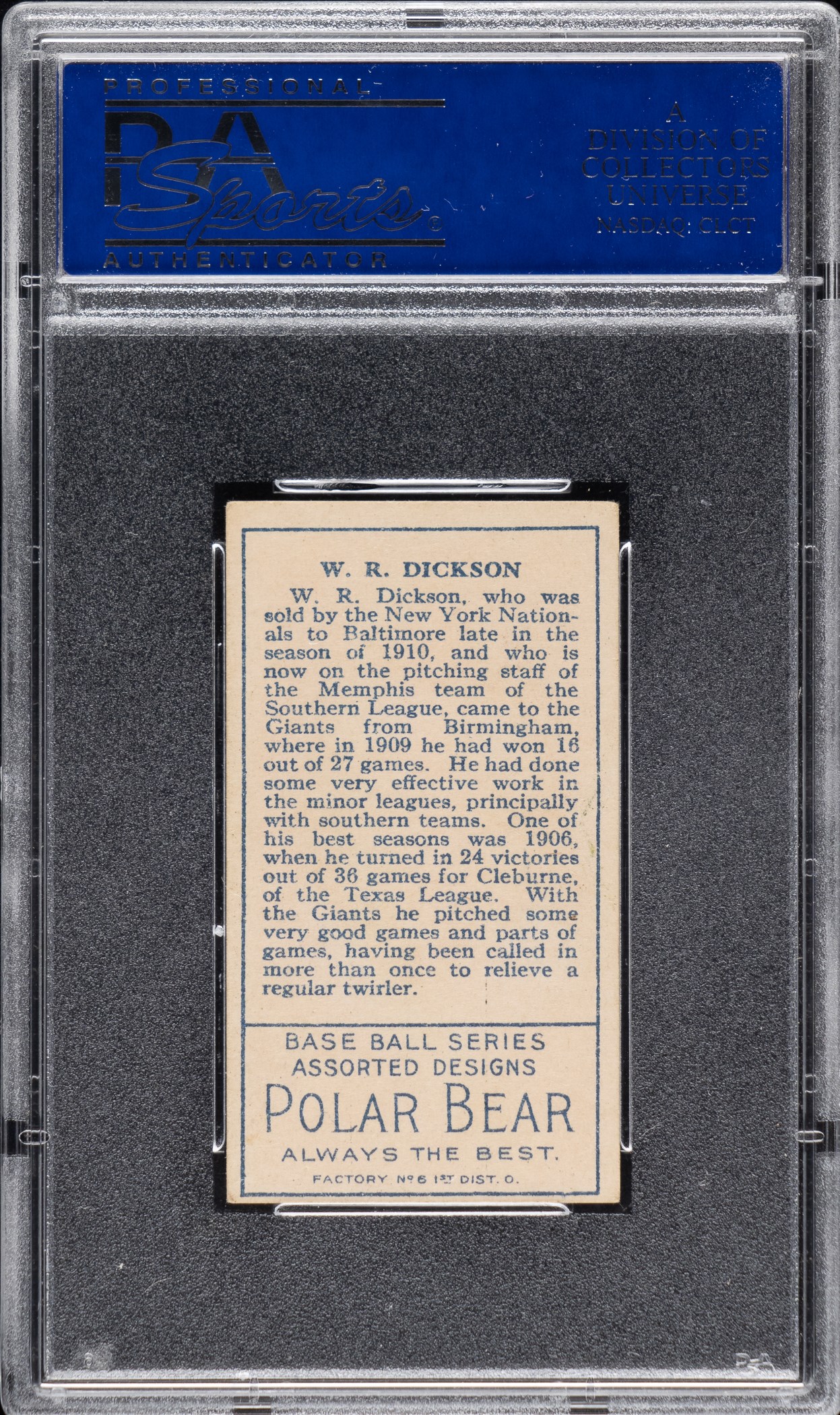1911 T205 Gold Border W.R. Dickson PSA EX 5 | REA Archive